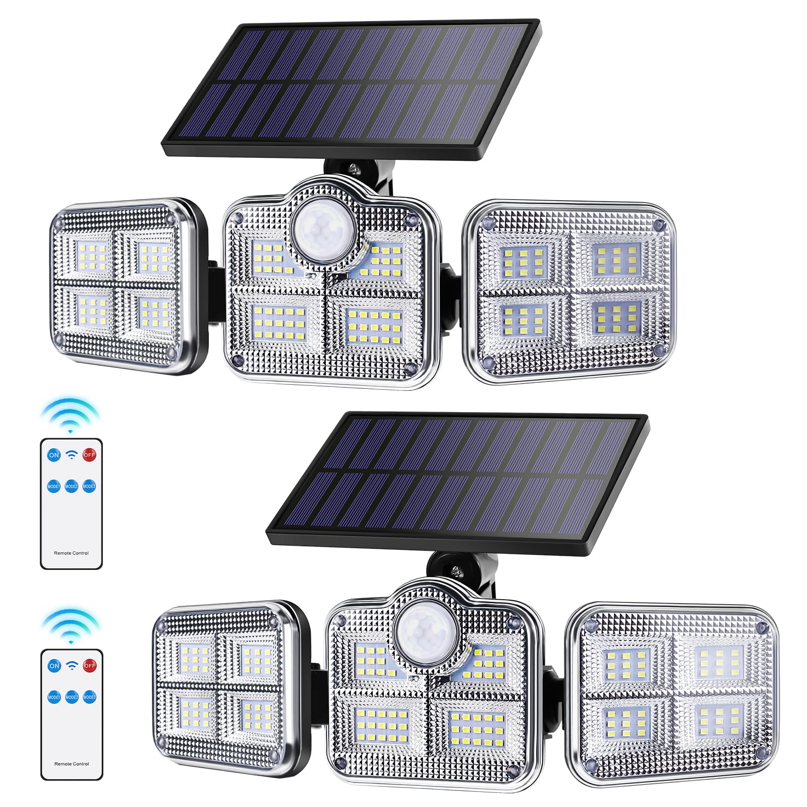 Roshin 2 Pack Solar Lights Outdoor - 122 LED Solar Security Motion ...