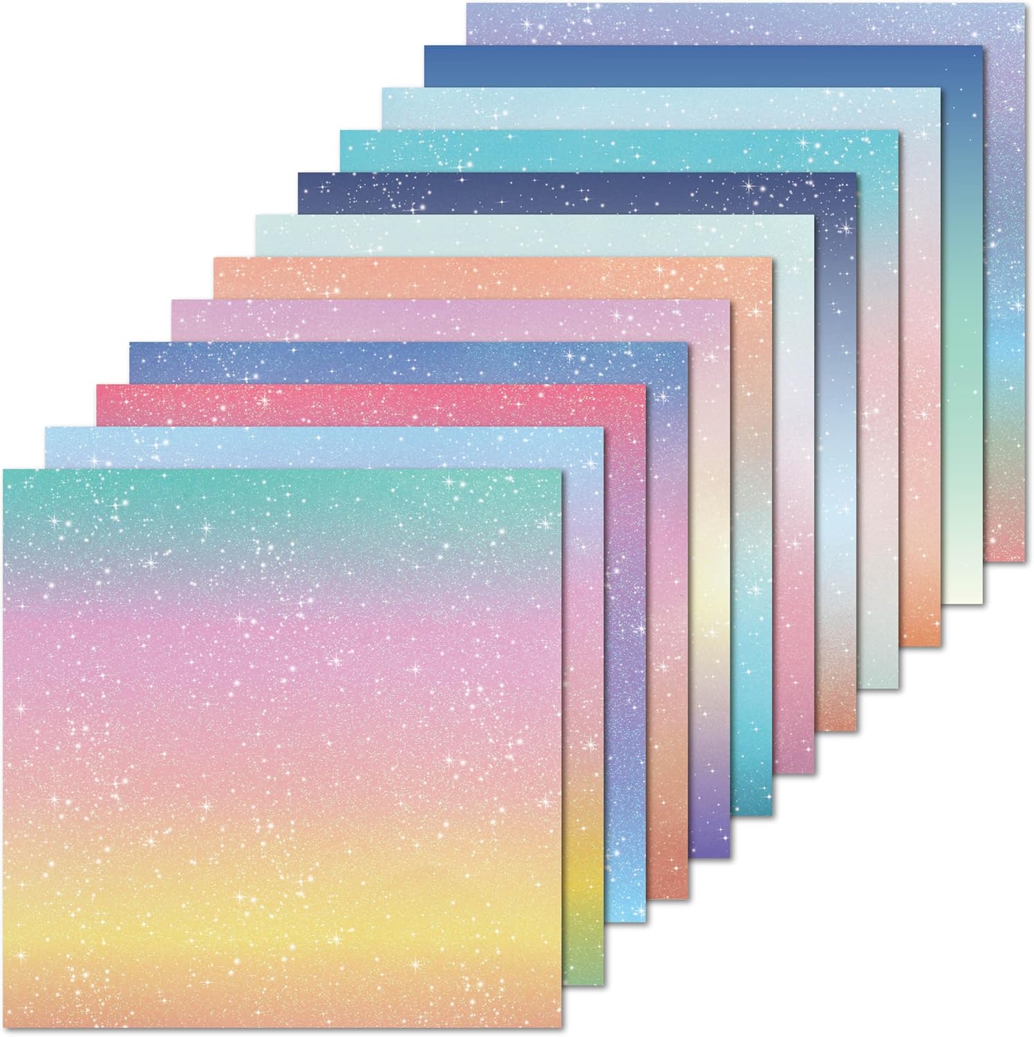 Desecraft 36 Sheets 12x12 Glitter Shining Pastel Ombre Cardstock ...