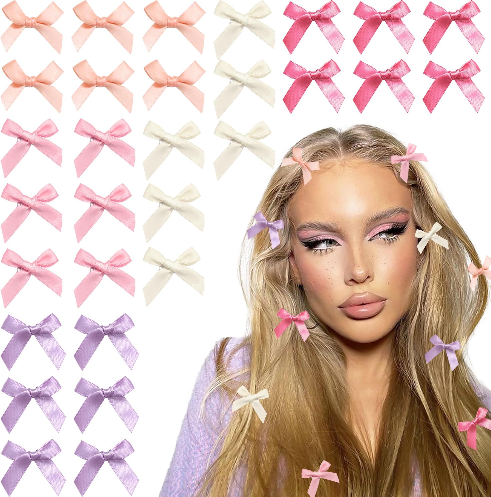 Amazon.com : YAEISM 30PCS Mini Bow Hair Clips 5 Colors Cute Hair Bows ...