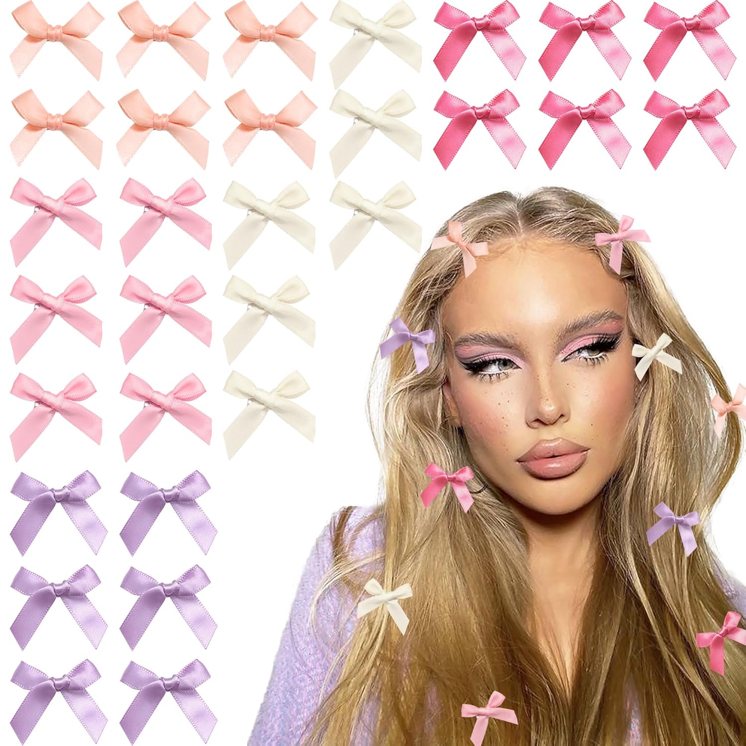 Amazon.com : YAEISM 30PCS Mini Bow Hair Clips 5 Colors Cute Hair Bows ...