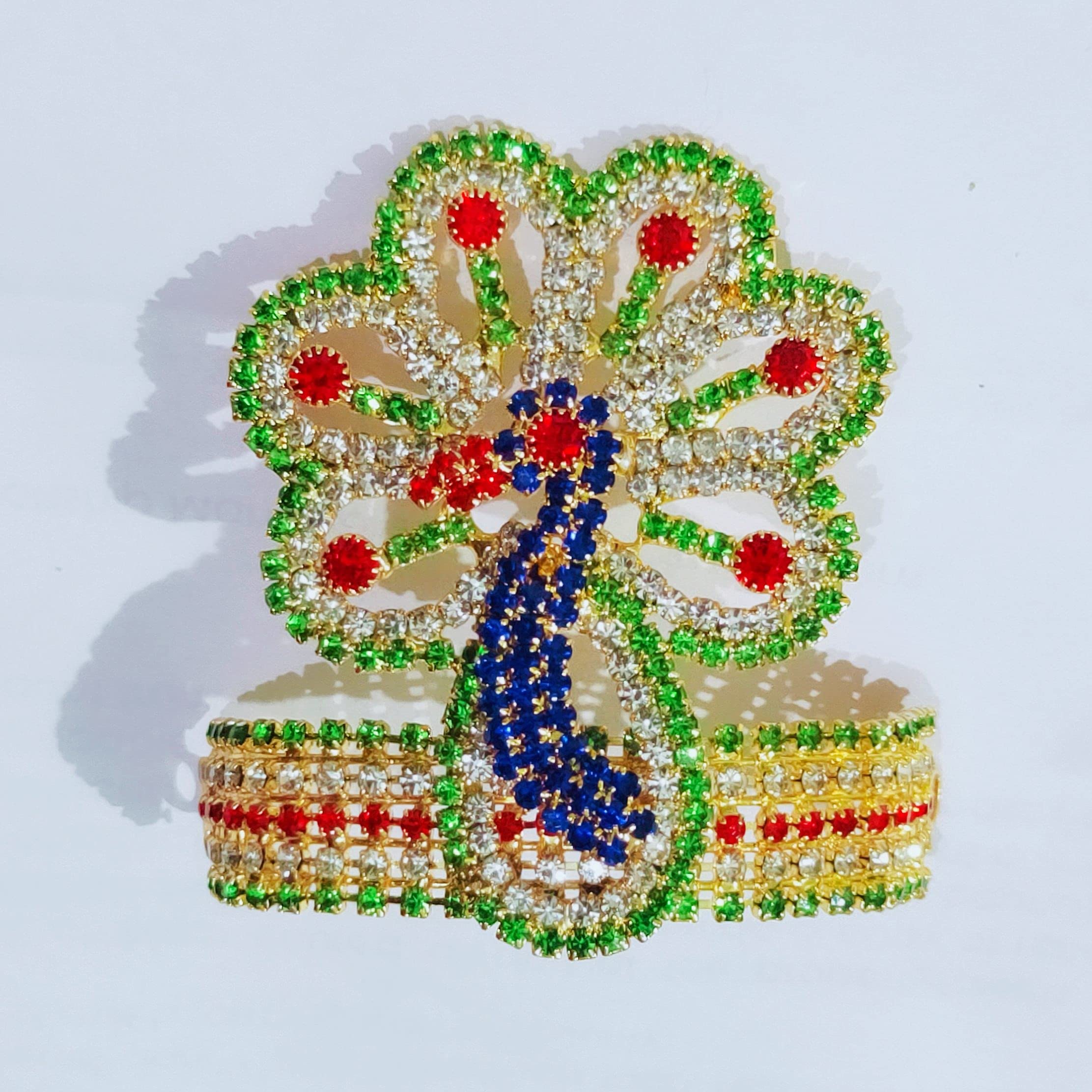 The Kanha Store Peacock Diamond Crown Royal Blue Metal Mukut ...