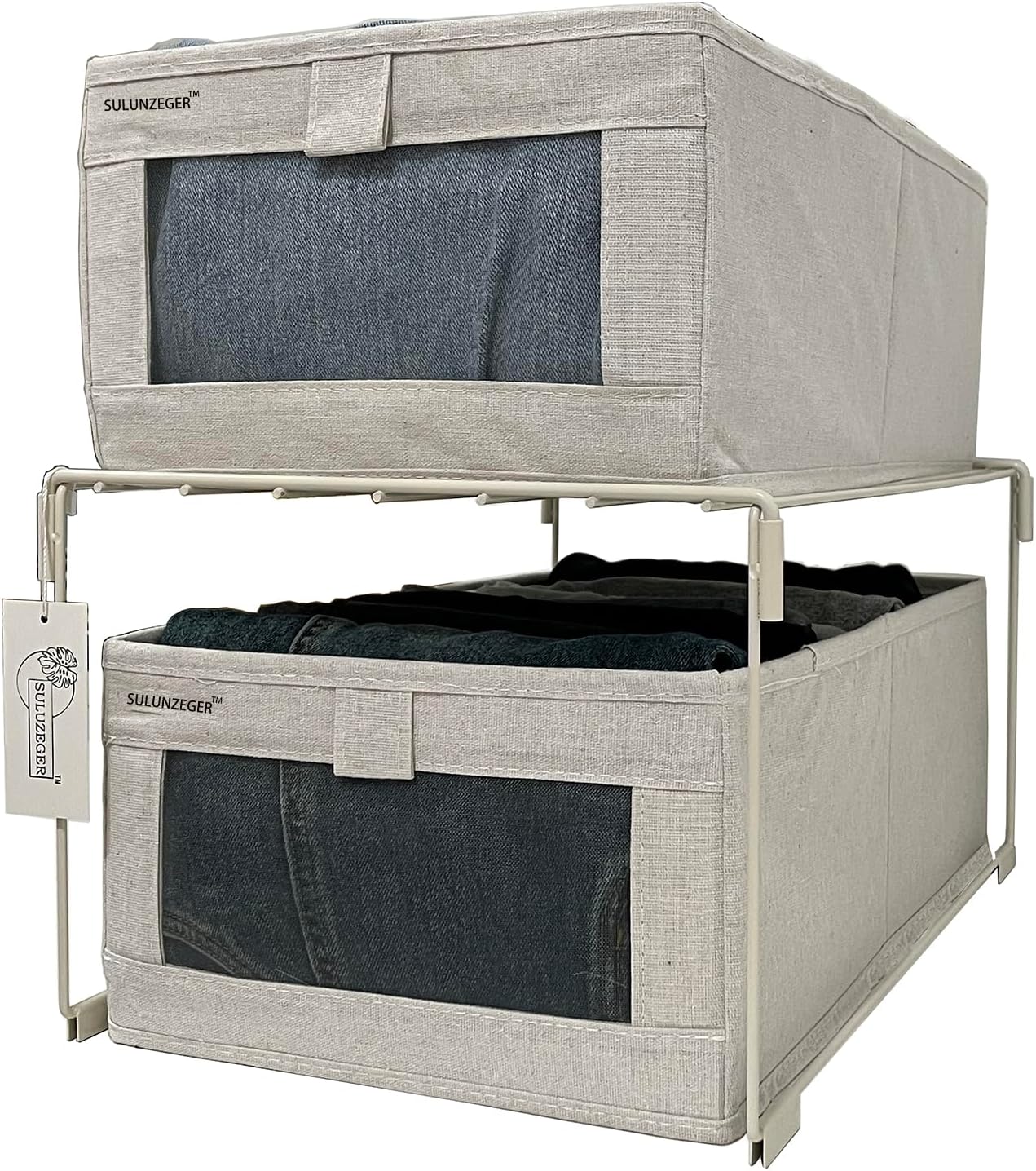 SULUNZEGER Drawer Organiser, 2 Pack Stackable Clothes Storage Box with ...