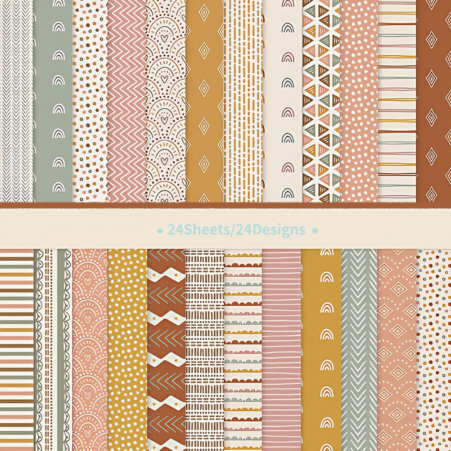 Amazon.com: Scrapbook Paper, 12x12 BOHO Patterned Scrapbook Paper, 24 ...