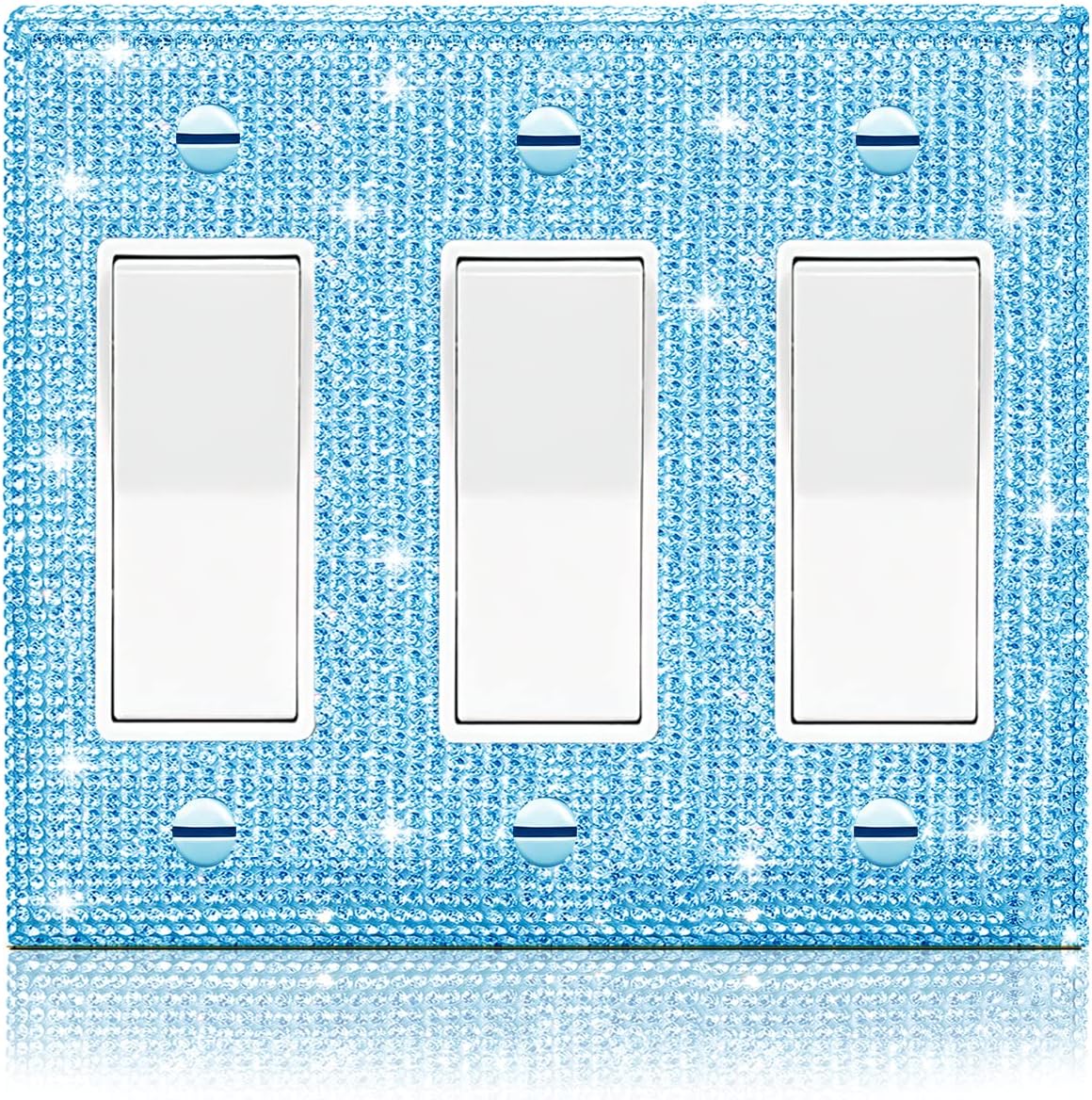 Shiny Blue Rhinestones Wall Plates Cover Triple Toggle Light Switch ...