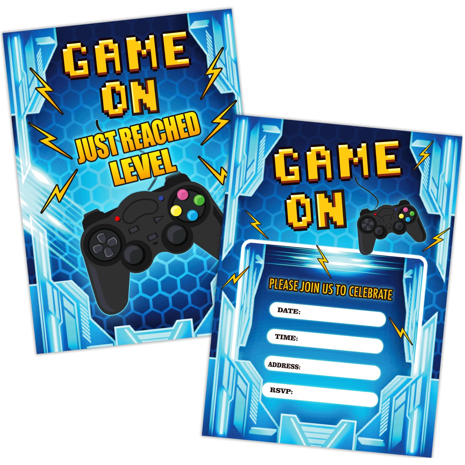 Gamer Theme Party Invitation Videogame Switch Birthday Invitation
