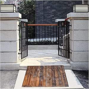 Amazon.co.jp: Home/Front Door/Yard Threshold Ramp, Brown Wooden Doorway ...