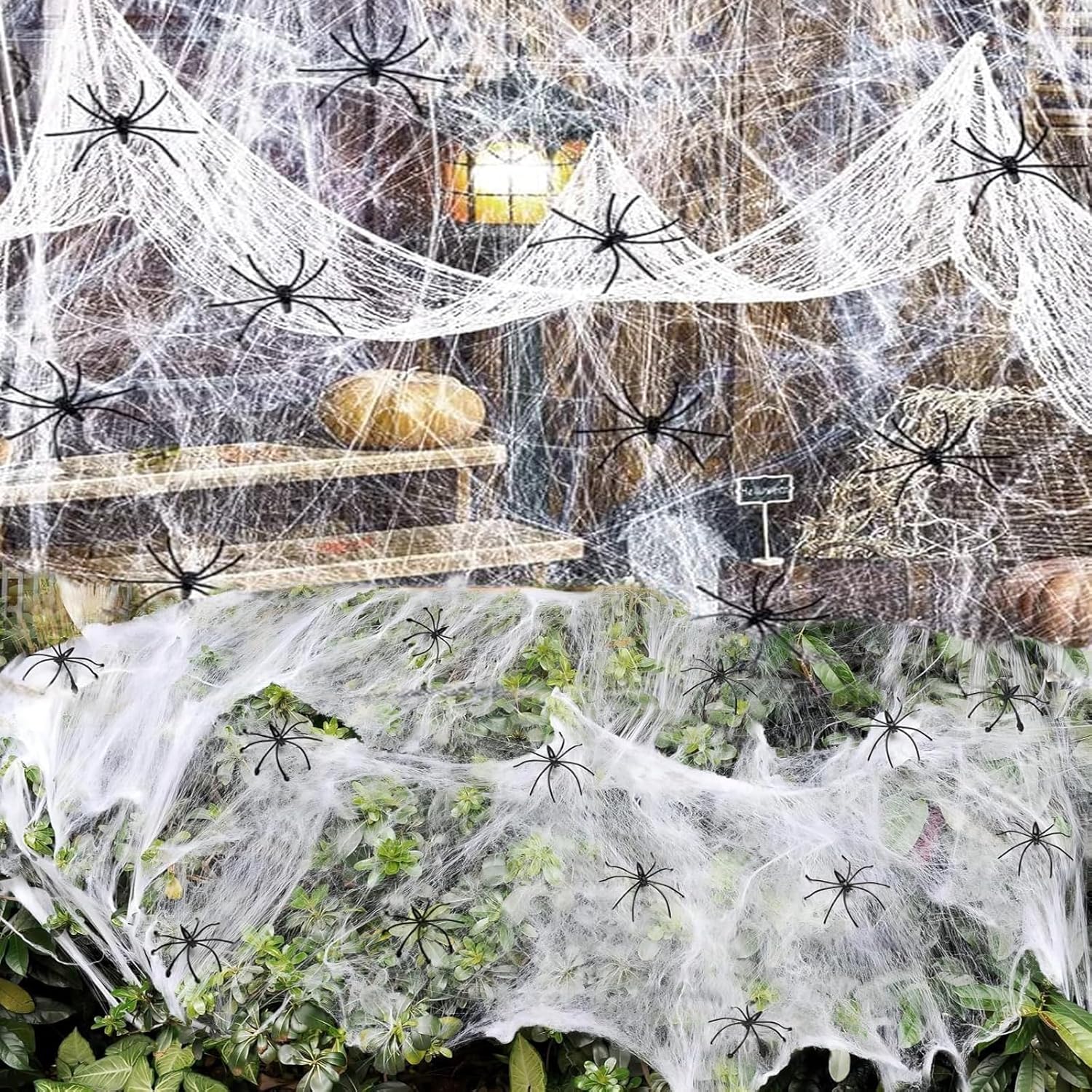 Amazon.com: Halloween Decorations,900 Sqft Spider Web Decoration & 30pc ...