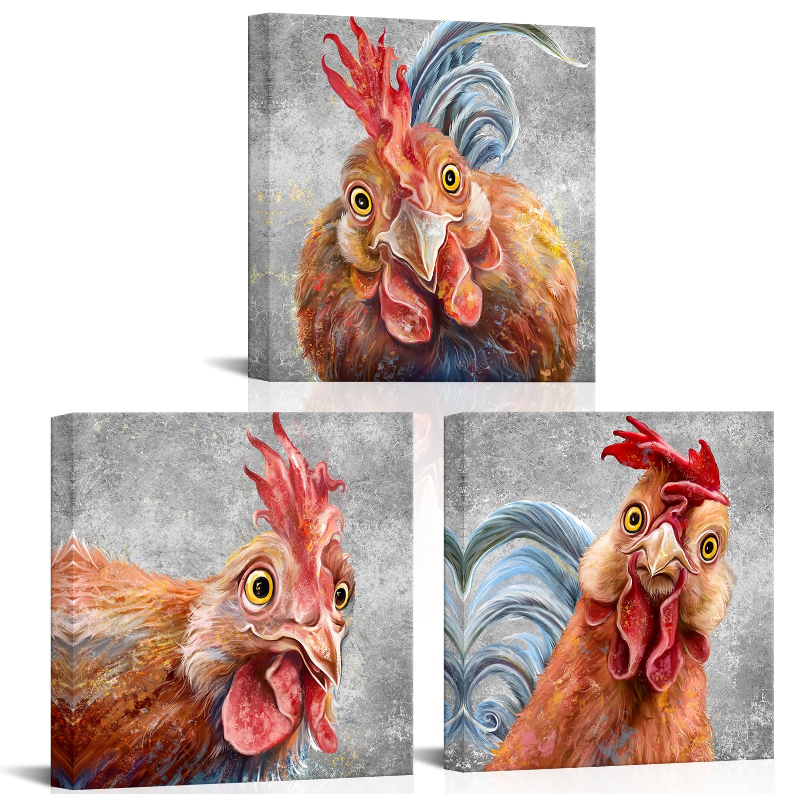 Amazon.com: Apicoture Funny Rooster Wall Art - Farm Animal Chicken ...