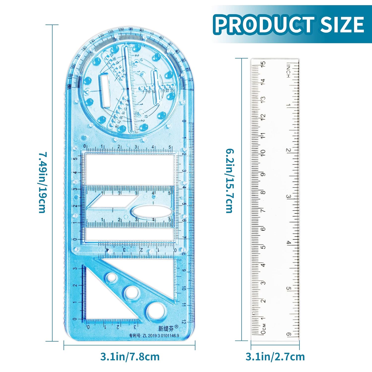 Multifunctional Geometric Ruler Mathematical Geometric Ruler Template ...