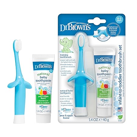 Amazon.com : Dr. Brown's Infant-to-Toddler Training Toothbrush Set with ...