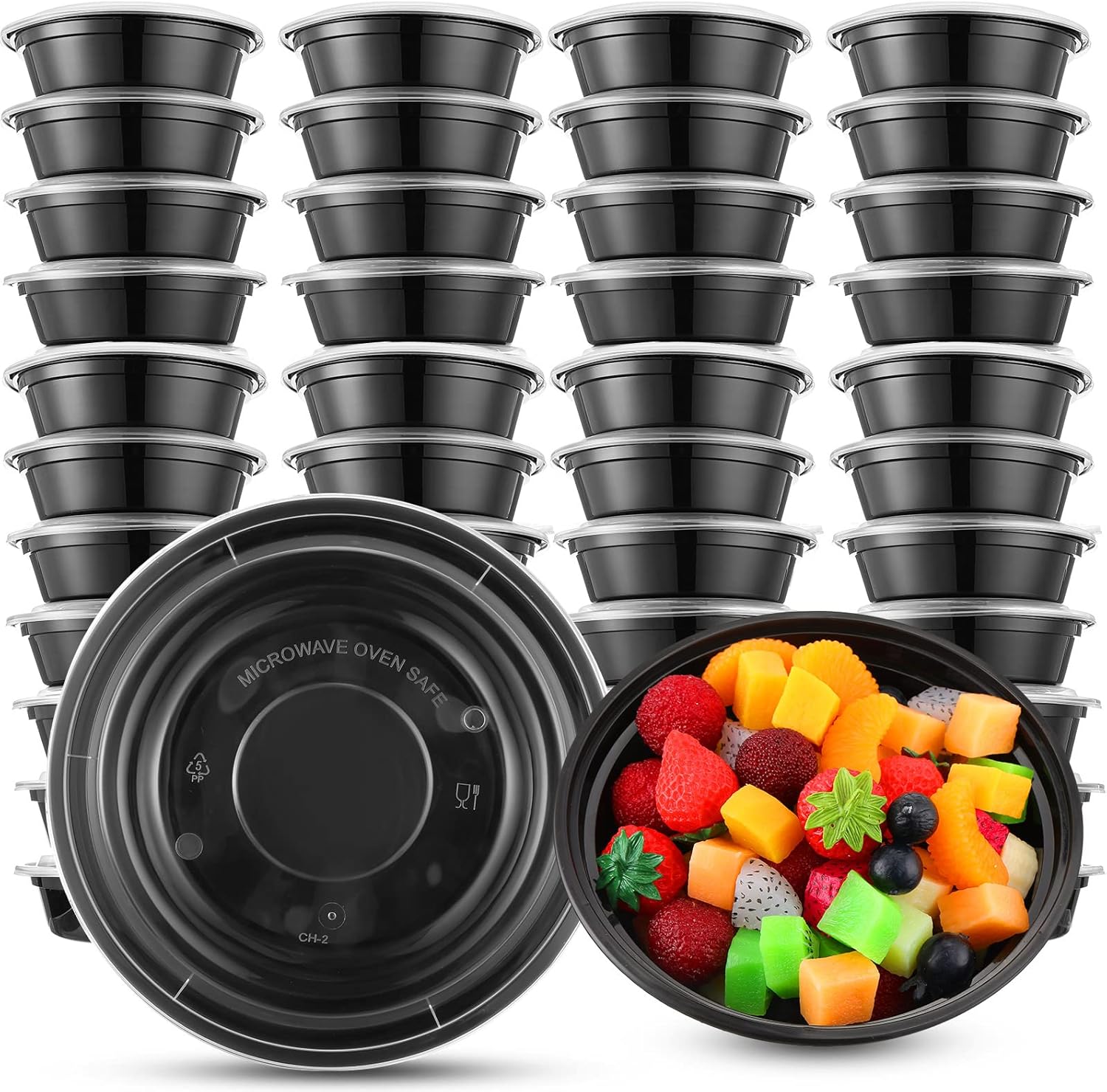 Amazon.com: Nuenen 100 Pcs 16 oz Round Meal Prep Containers with Lids ...