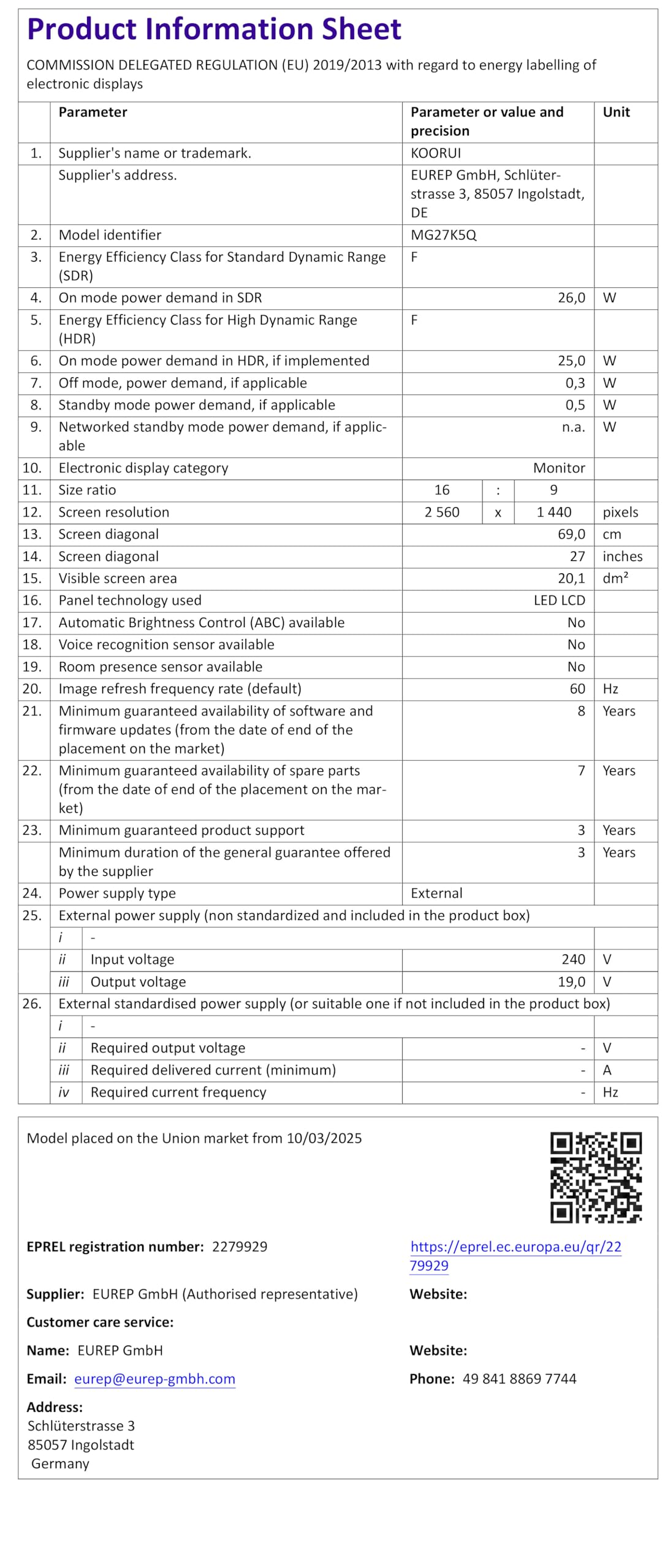 KOORUI S2721PM 27 Inch Gaming Monitor,200Hz, Mini-Led, QHD 1440P, 1ms ...