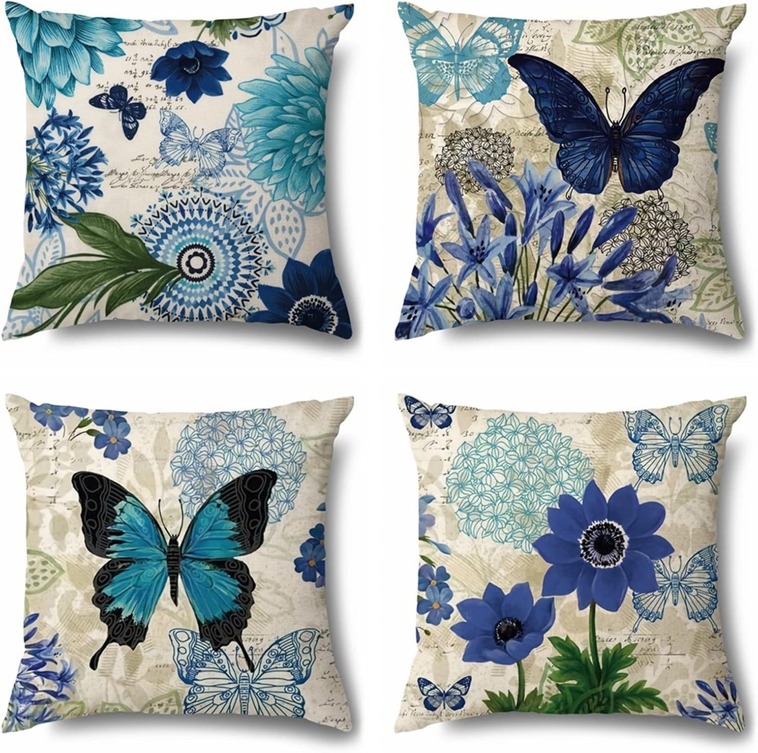 Housse de Coussin 35x35cm Papillon Fleur Colorée Motif soft Double Face ...