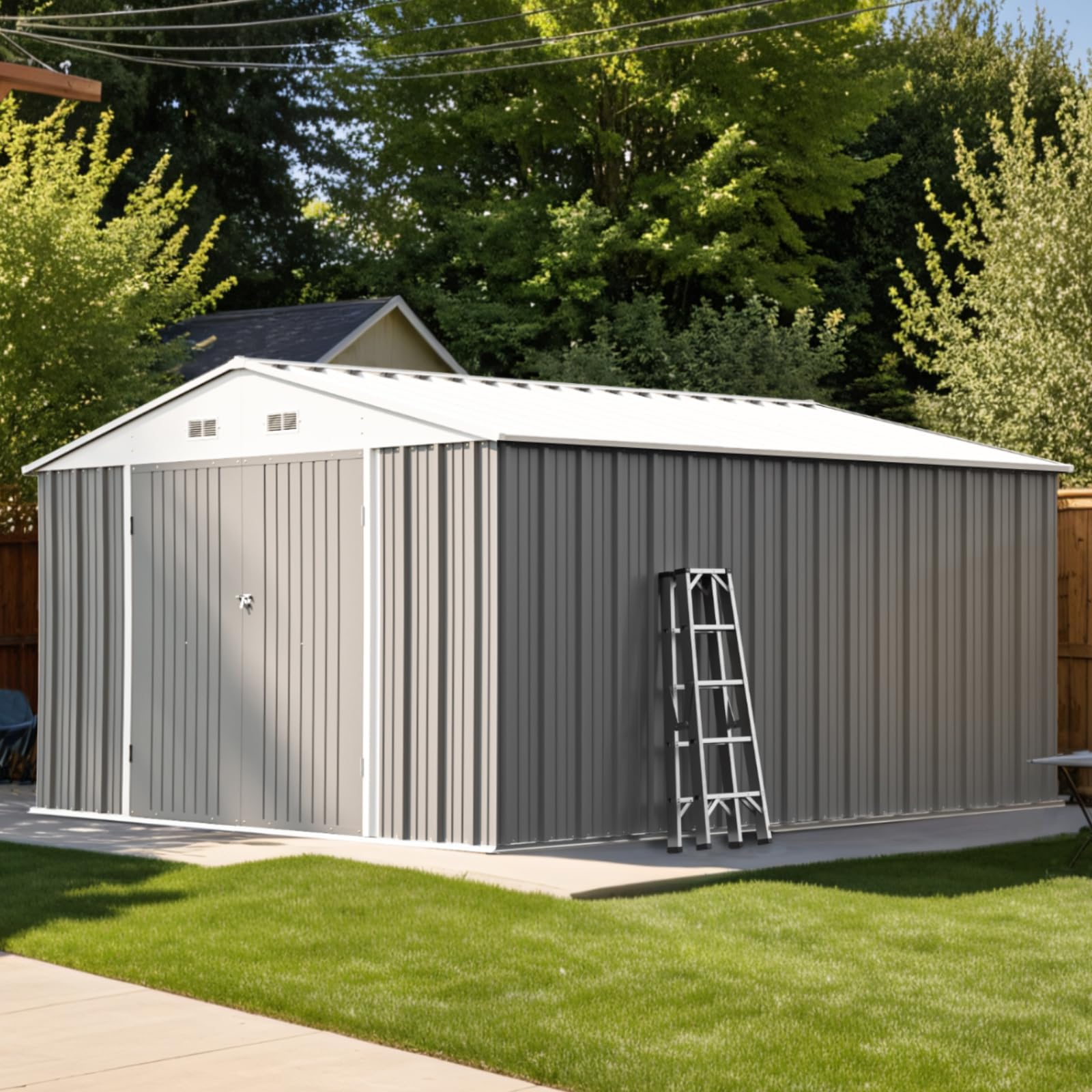 Amazon.com : Patiolife 10x12 FT Metal Outdoor Storage Shed, All-Weather ...