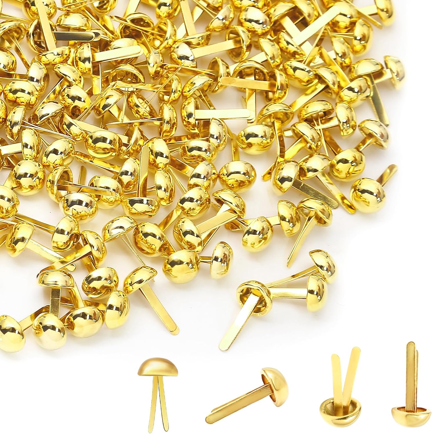 Amazon.com: Coufce 500 Pcs 8 x 15mm Brads Paper Fasteners Gold Tiny ...