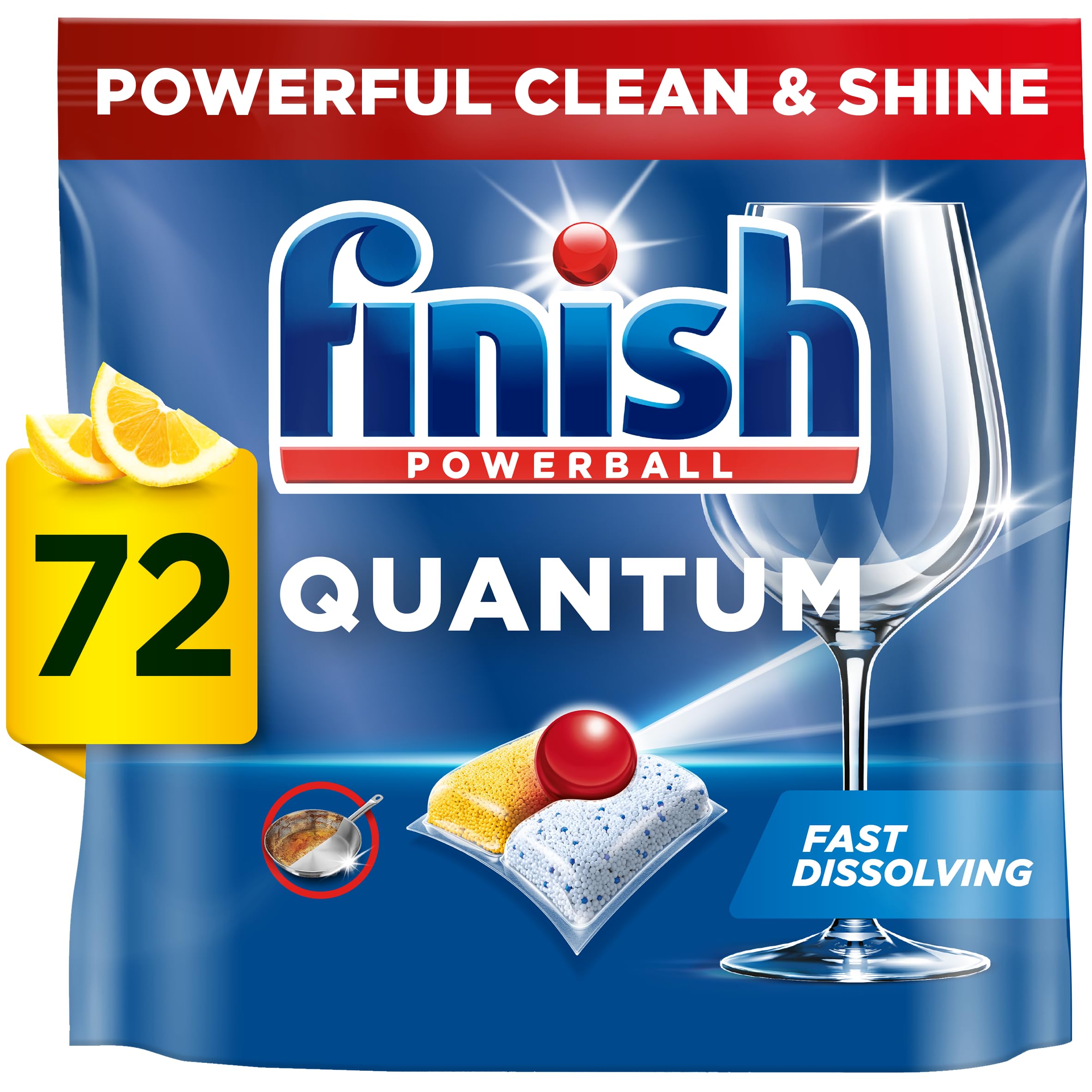 Finish Quantum Dishwashing Tablets, Lemon Sparkle, 72 Tablets : Amazon ...