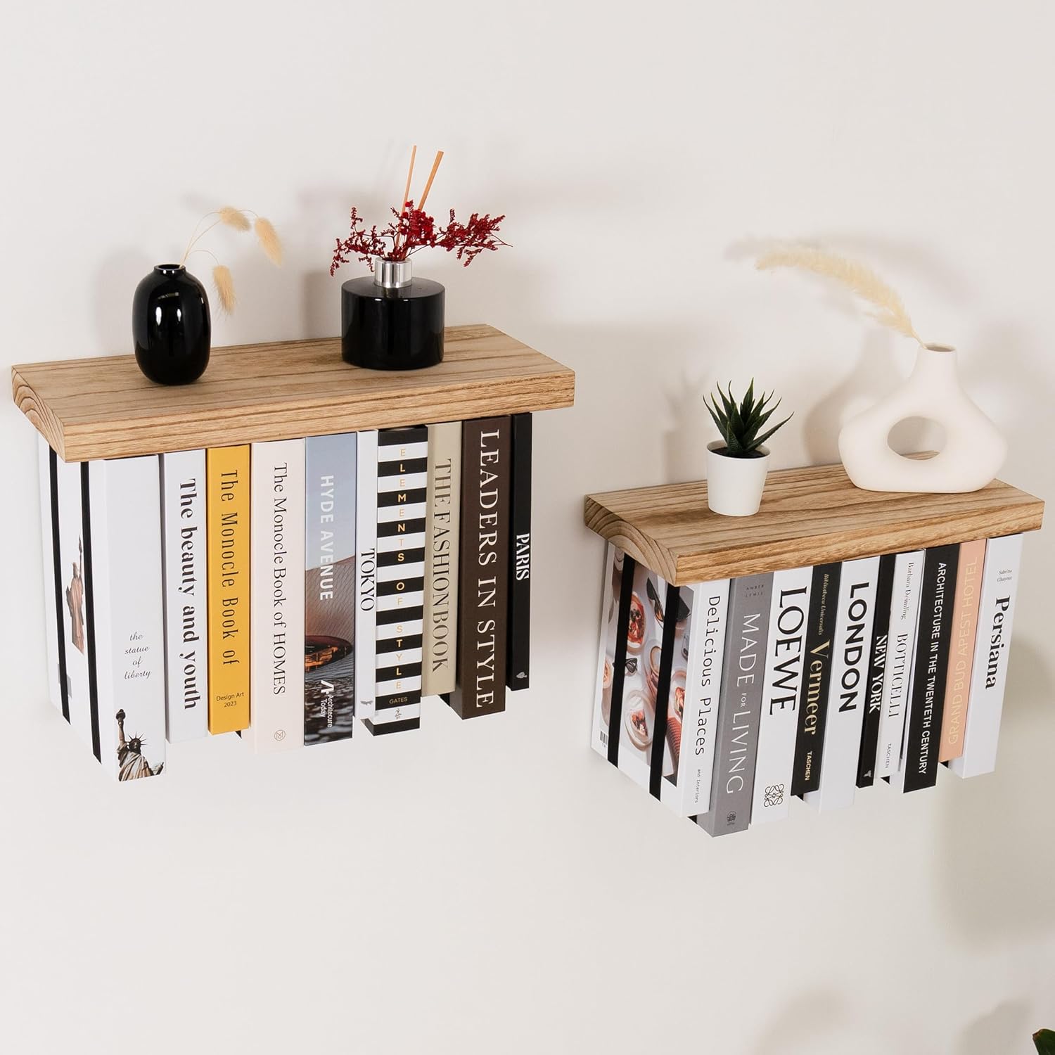 Amazon.com: SnugLife Floating Book Shelves for Wall Mounted Set of 2 ...
