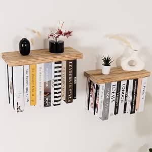 Amazon.com: SnugLife Floating Book Shelves for Wall Mounted Set of 2 ...