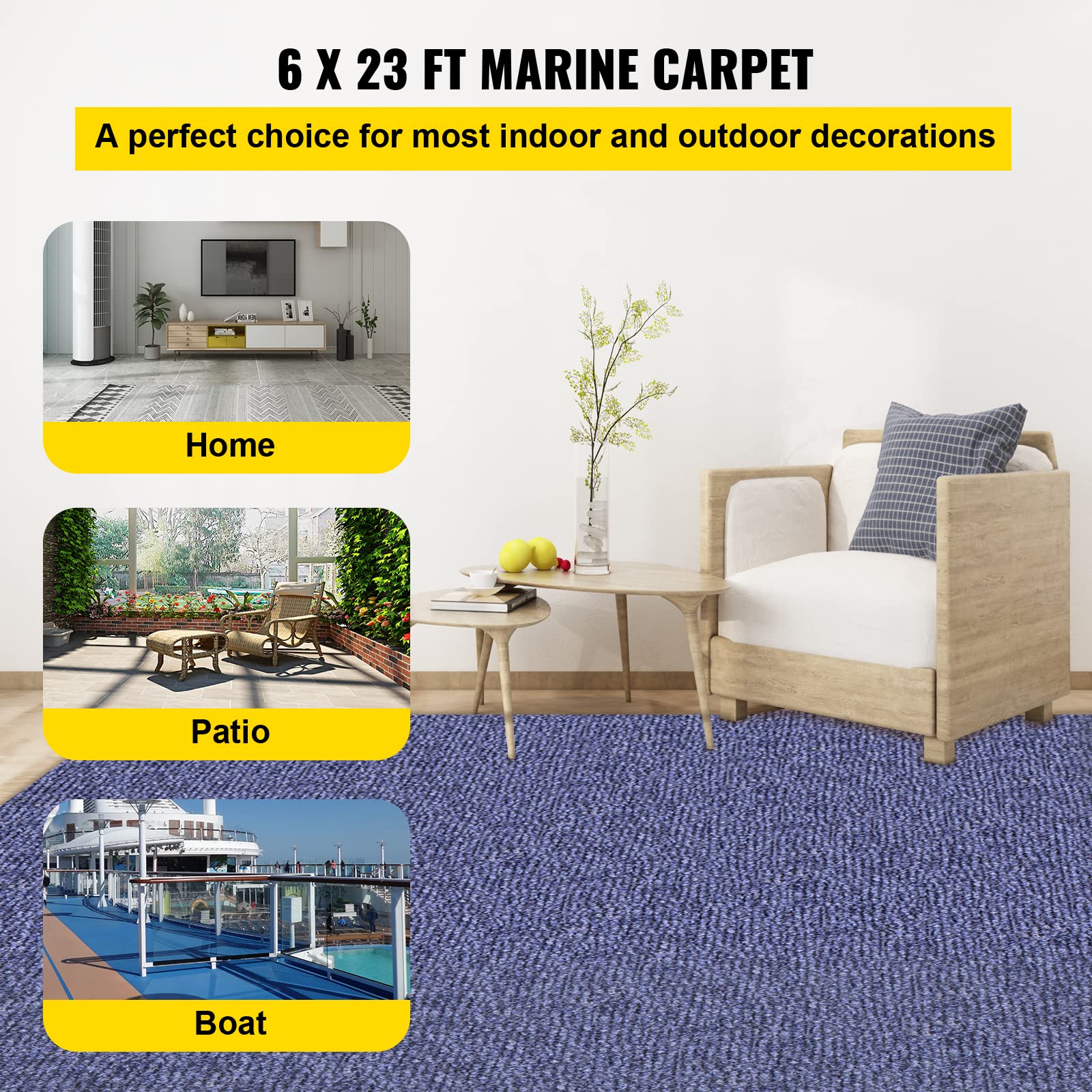 Snapklik.com : Happybuy 6 Ft X 23 Ft Deep Blue Marine Carpet For Boats ...