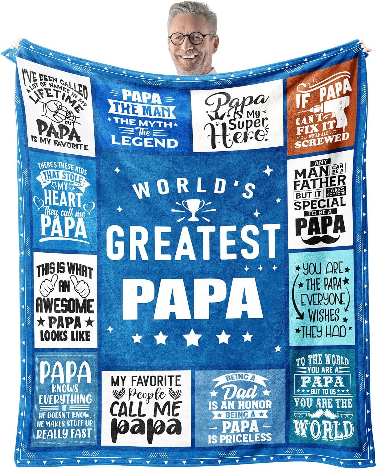 Amazon.com: Papa Blanket Gifts for Papa on Fathers Day from Grandkids ...