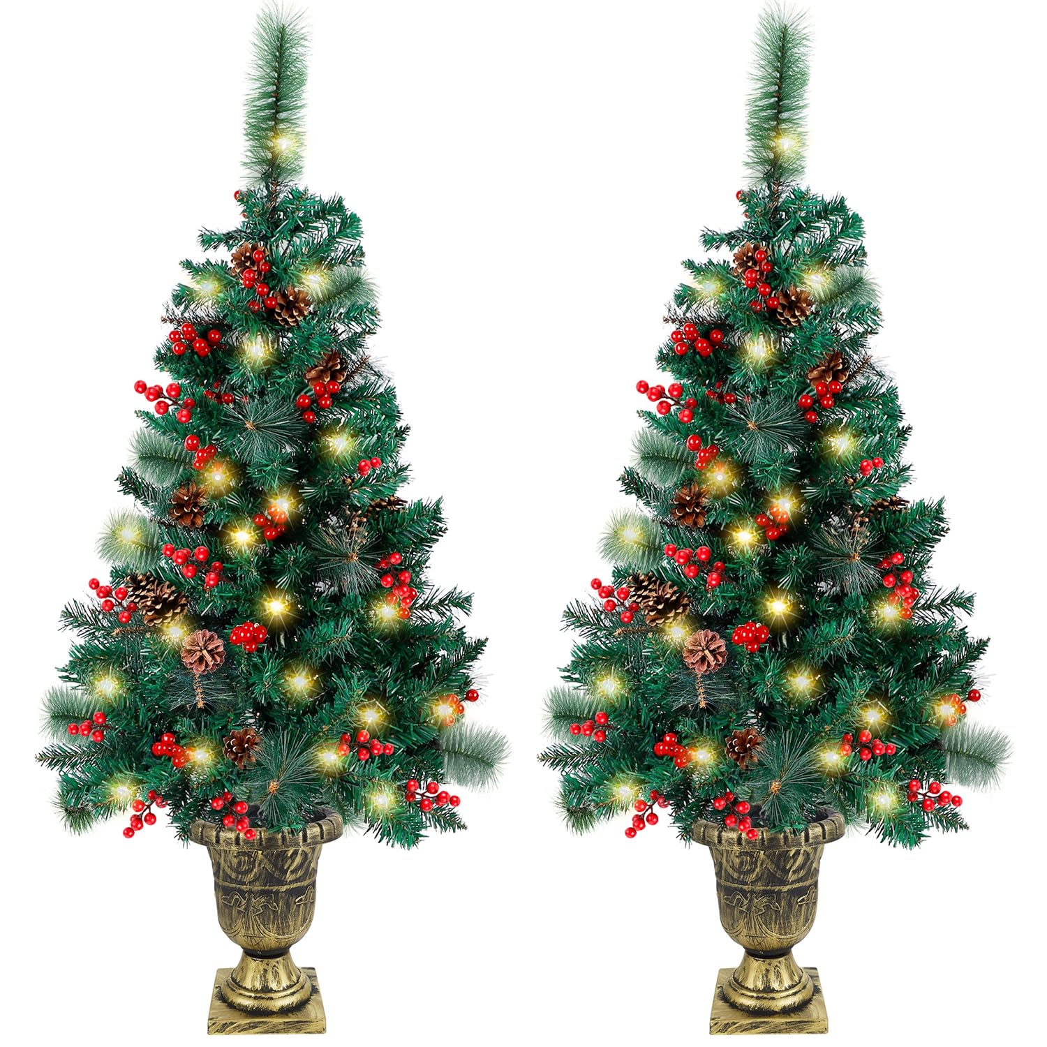Amazon.com: Juegoal 4 FT Christmas Trees in Gold Urn Base, Pre-Lit ...