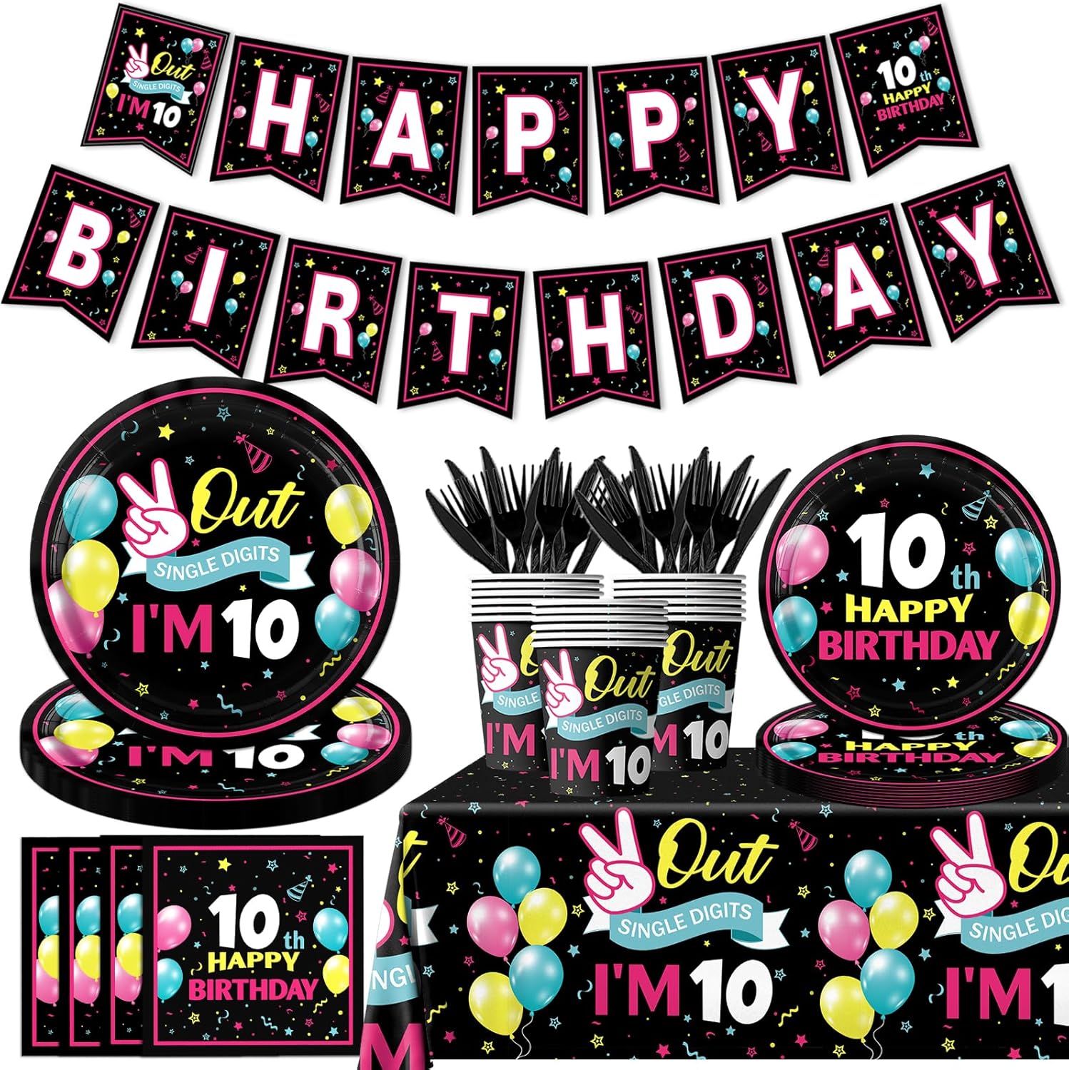 Amazon.com: 142pcs 10th Birthday Decorations for Girl,10 Year Old ...