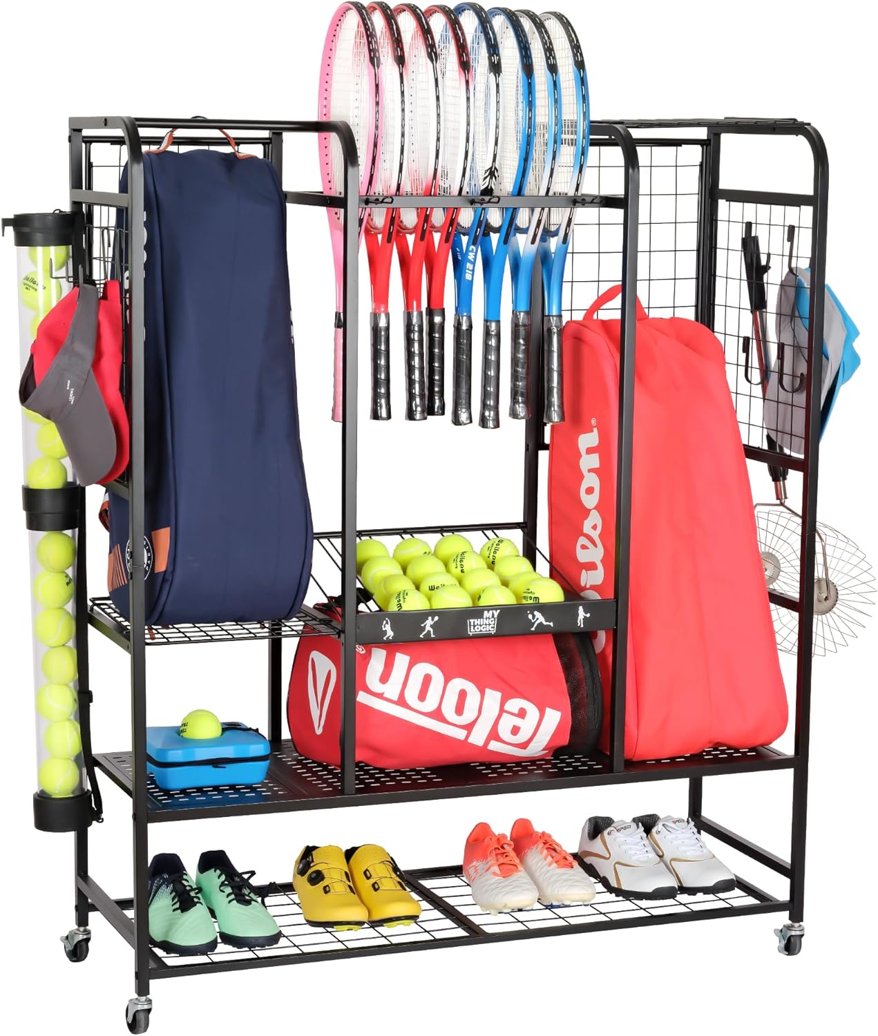 Mythinglogic Tennis Bag Storage Rack, Tennis Racket and Tennis Ball ...