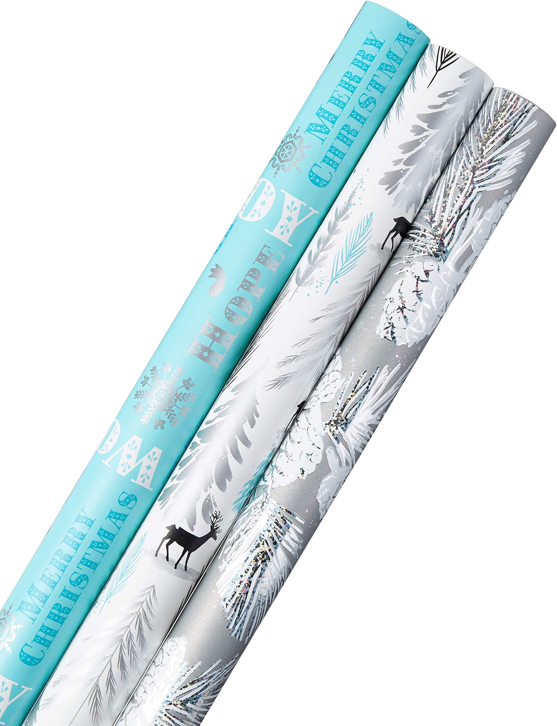 Amazon.com: Hallmark Christmas Wrapping Paper Bundle with Cutlines on ...
