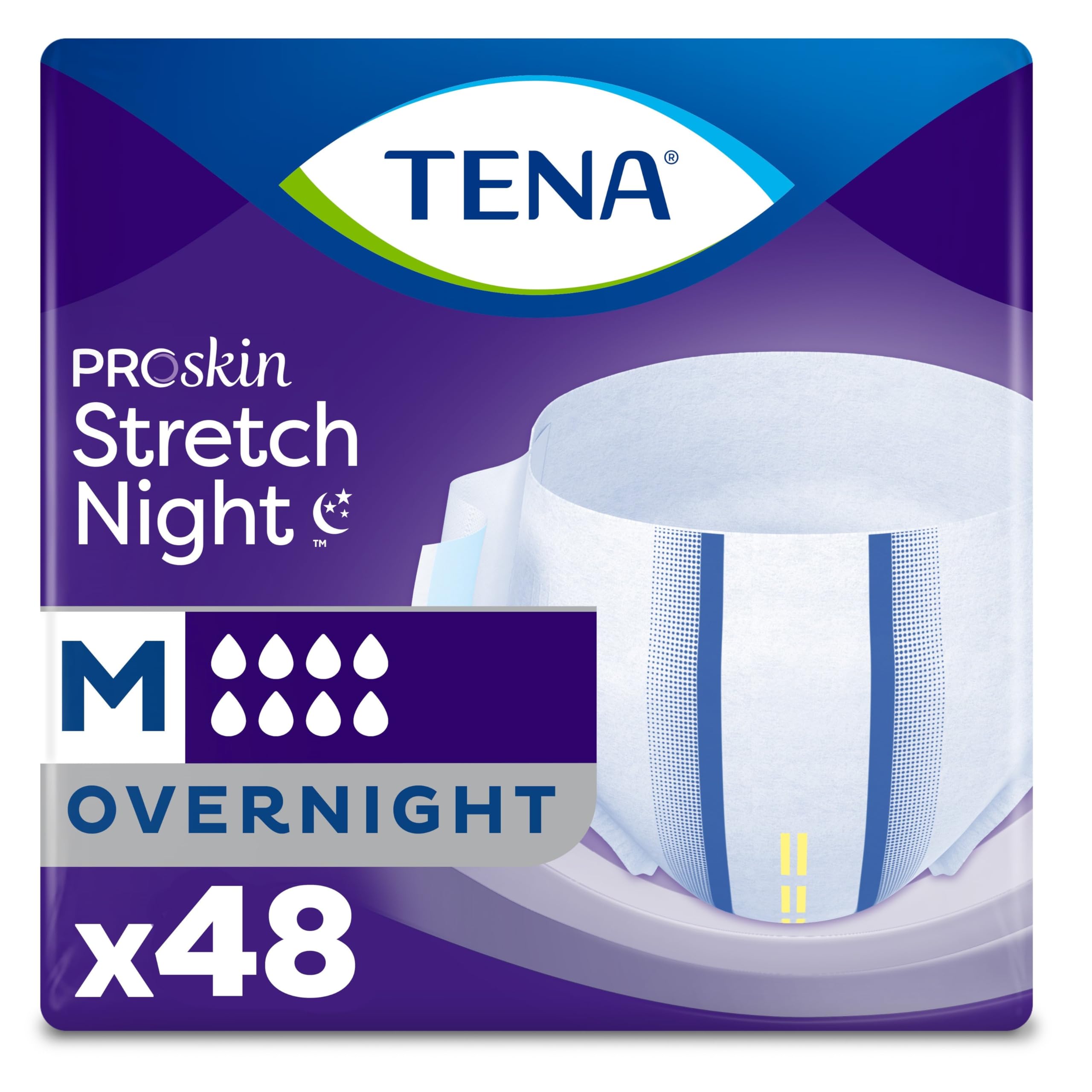TENA ProSkin Overnight Protection Adult Incontinence Brief, Stretch ...