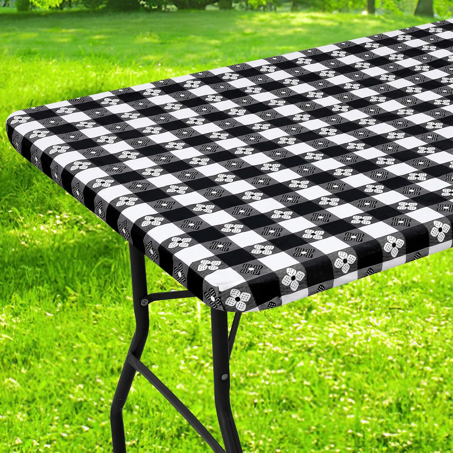 Amazon.com: Spotjoy Rectangle Vinyl Table Cloth, Waterproof Elastic ...