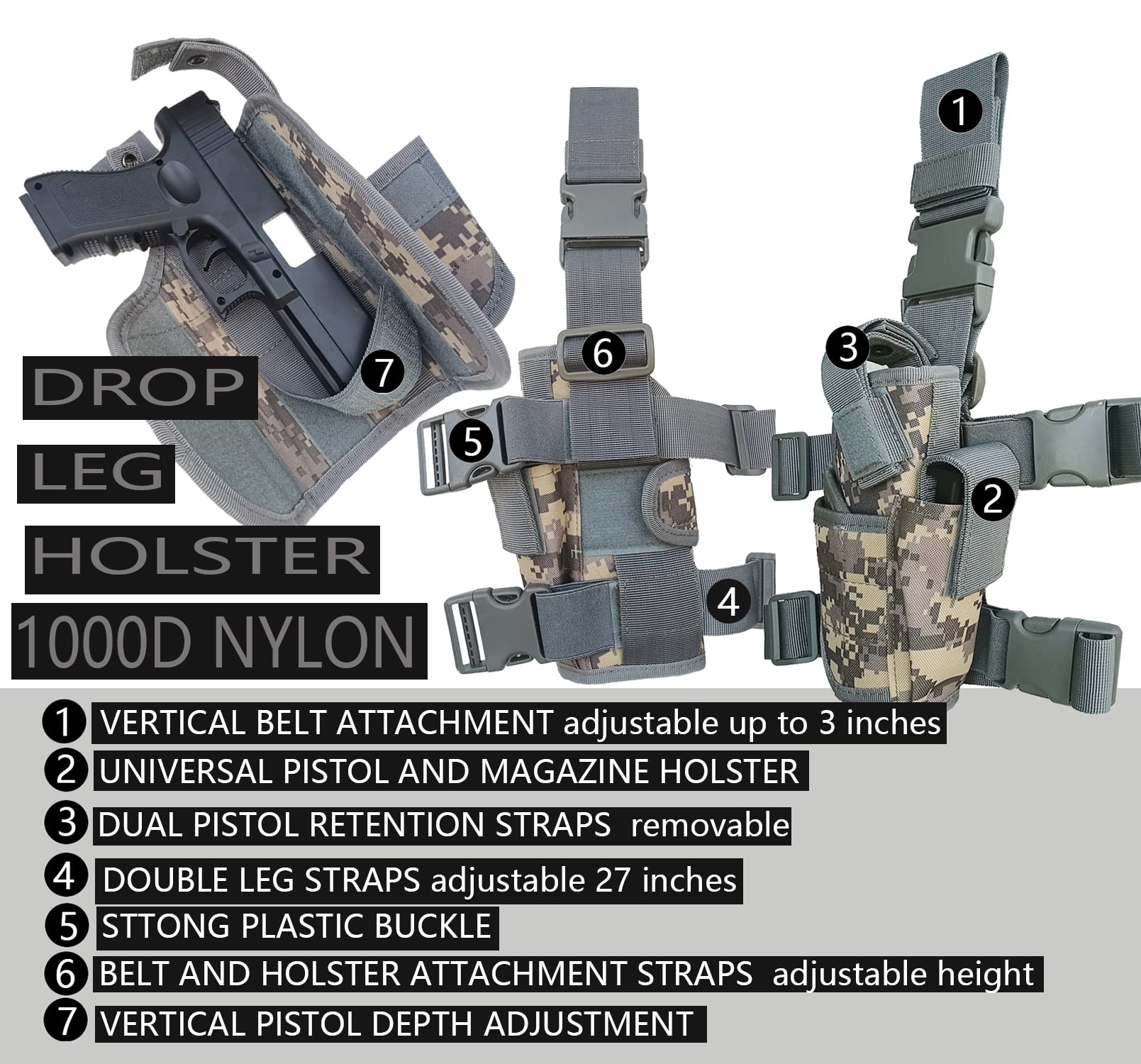 Snapklik.com : Molle Tactical Pistol Thigh Gun Holster, Drop Leg ...