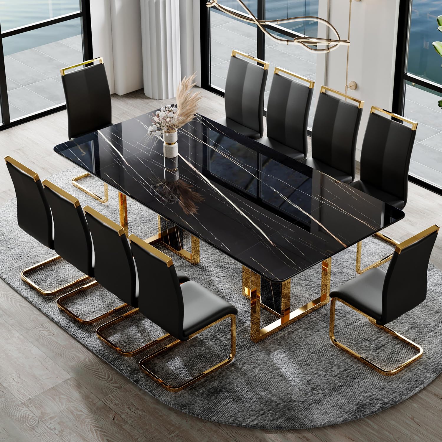 Amazon.com - 79in Dining Table Set For 10,Kitchen Table Chairs Set With ...