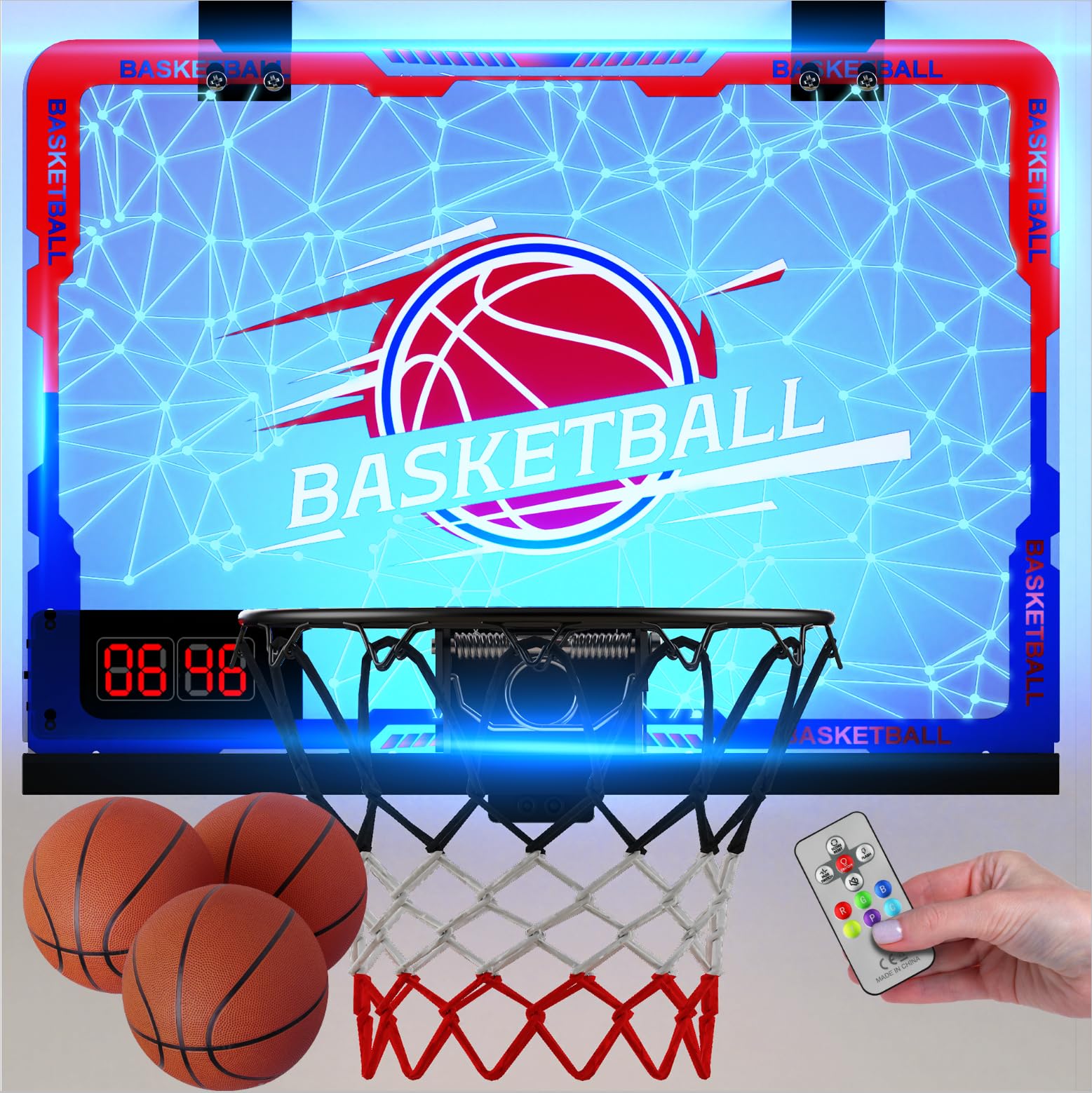 Amazon.com: Mini Indoor Basketball Hoop with 7-Color Lights & 3-Light ...