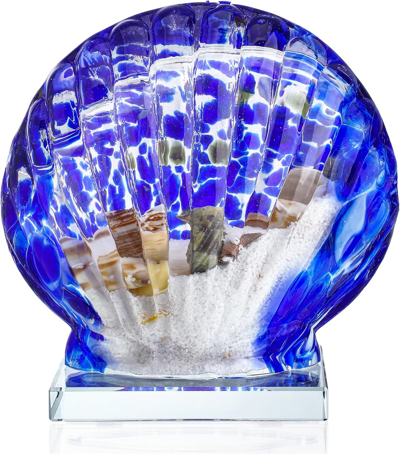 Amazon.com: QFkris Handcrafted 4.5'' Scallop Shell Glass Ornament with ...