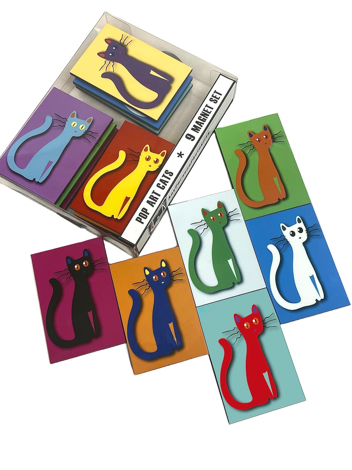 Amazon.com: Pop Art Cat Magnets for Fridge 9 Set - Cat Themed Gift ...