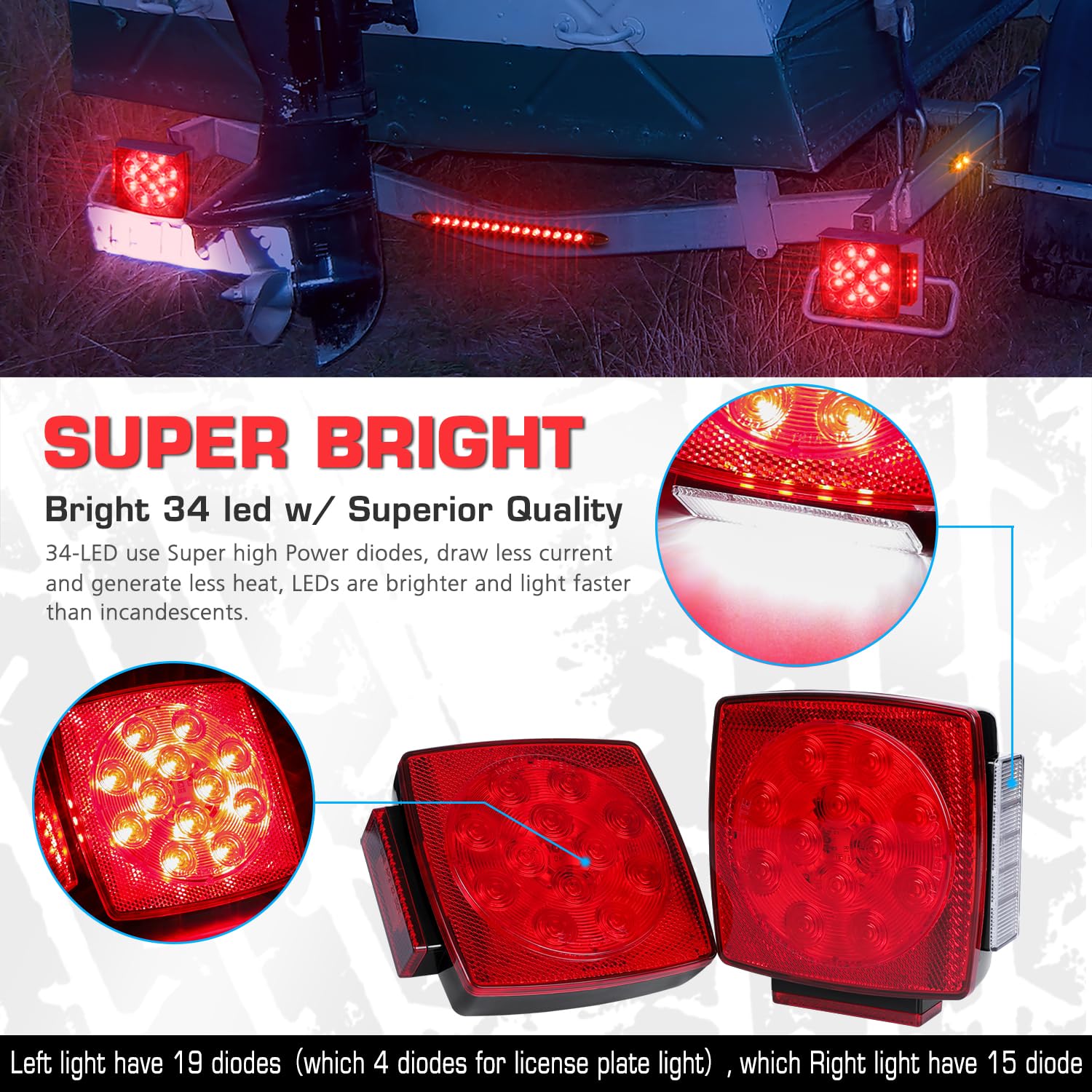 Snapklik.com : Submersible LED Trailer Tail Light Kit, Super Bright ...