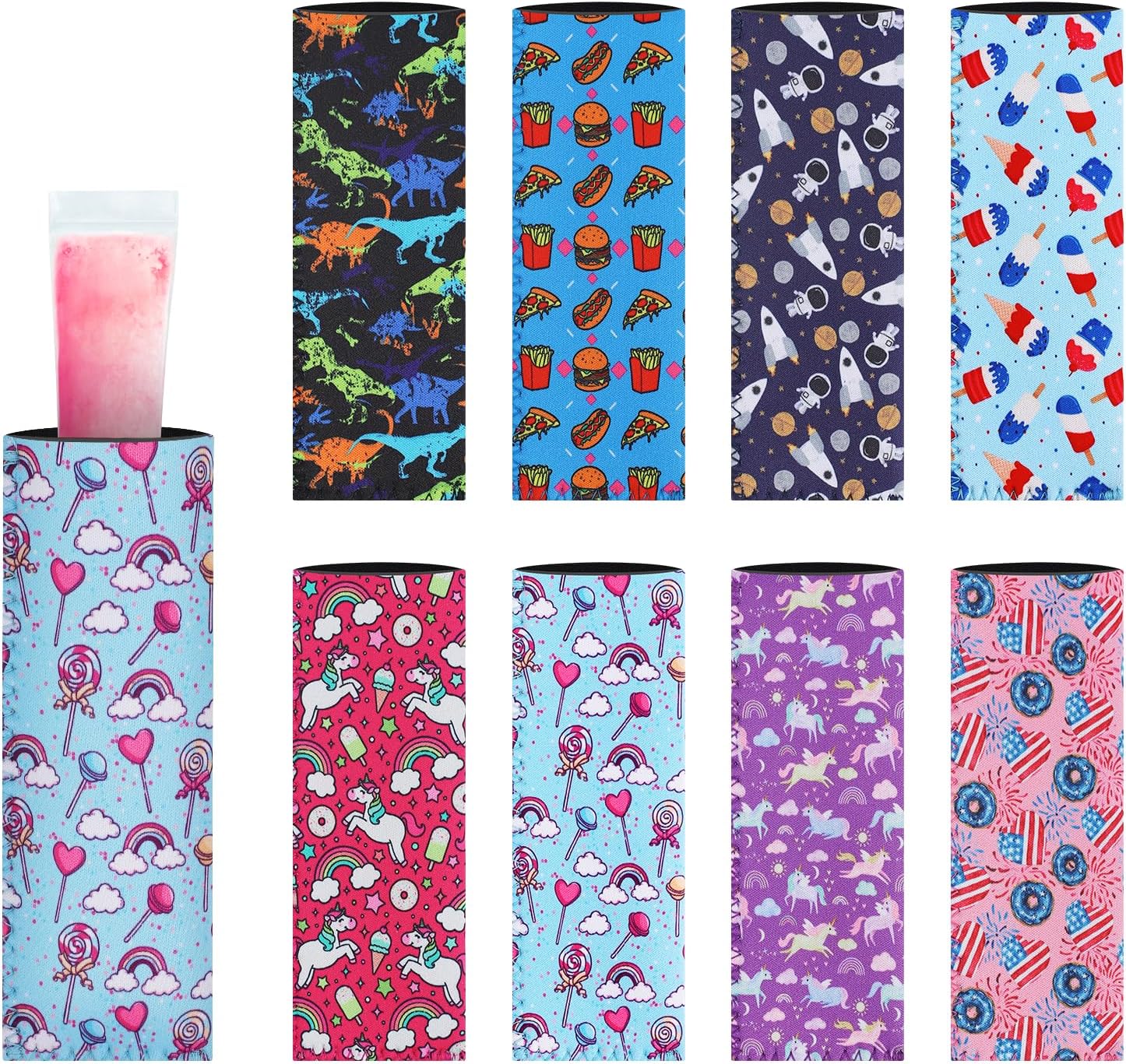 Amazon.com: Reusable Popsicle Sleeves for Kids 6-Pack, No Drip Neoprene ...