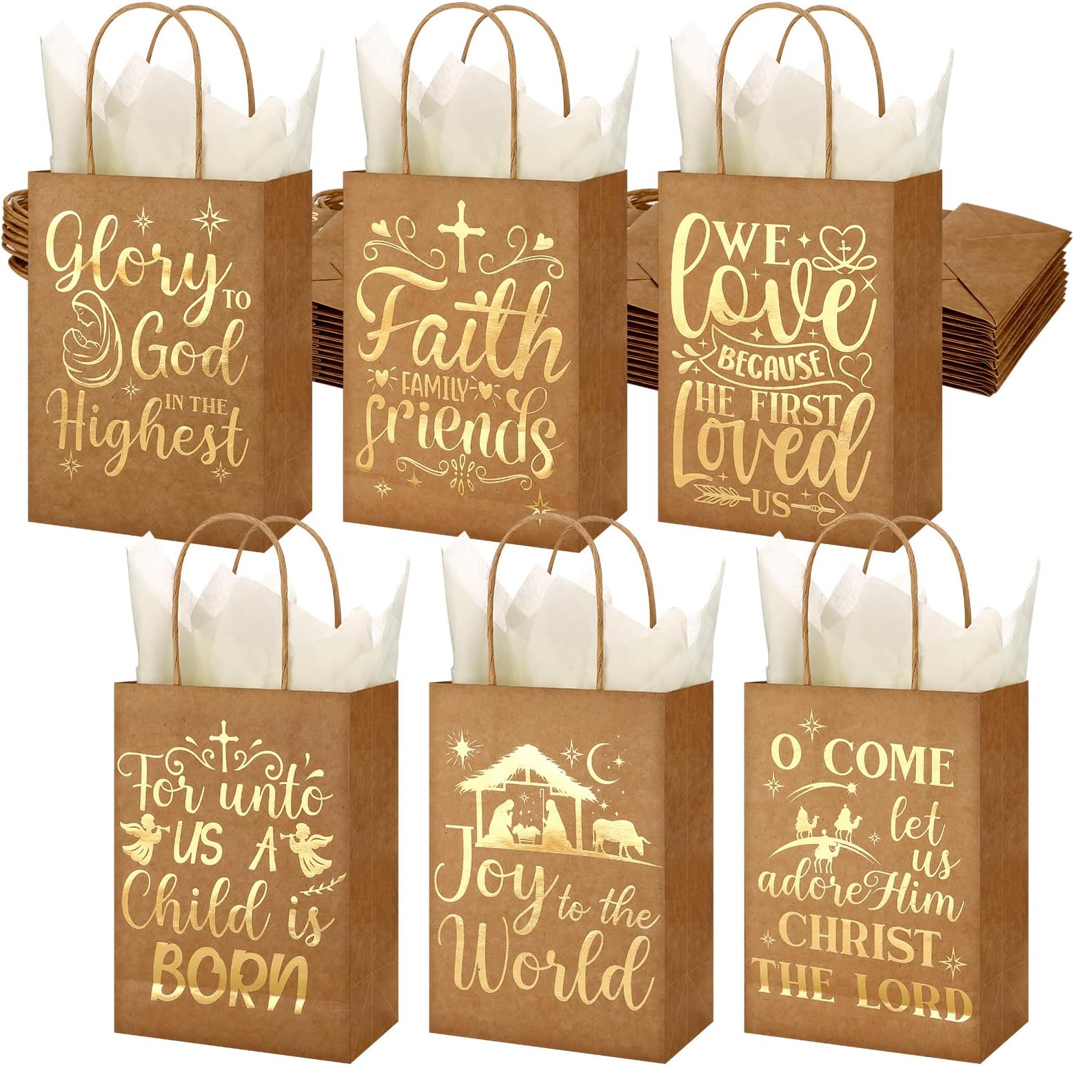 Amazon.com: Sabary 24 Pcs Religious Gift Bags Christmas Christian Gift ...
