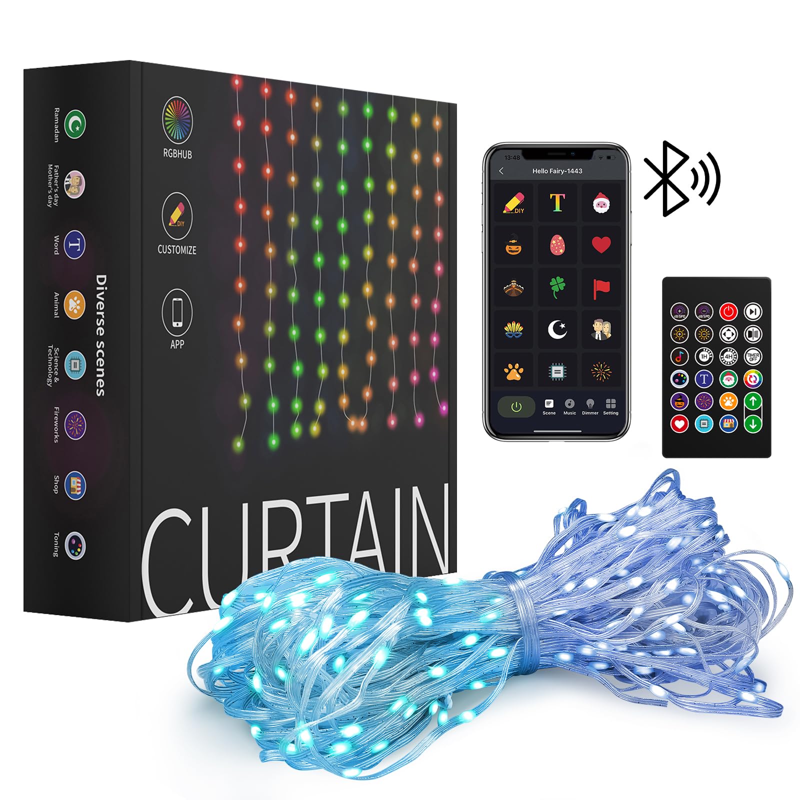 Amazon.com: Smart LED Curtain Lights, 400 RGB LEDs Indoor Outdoor Dync ...