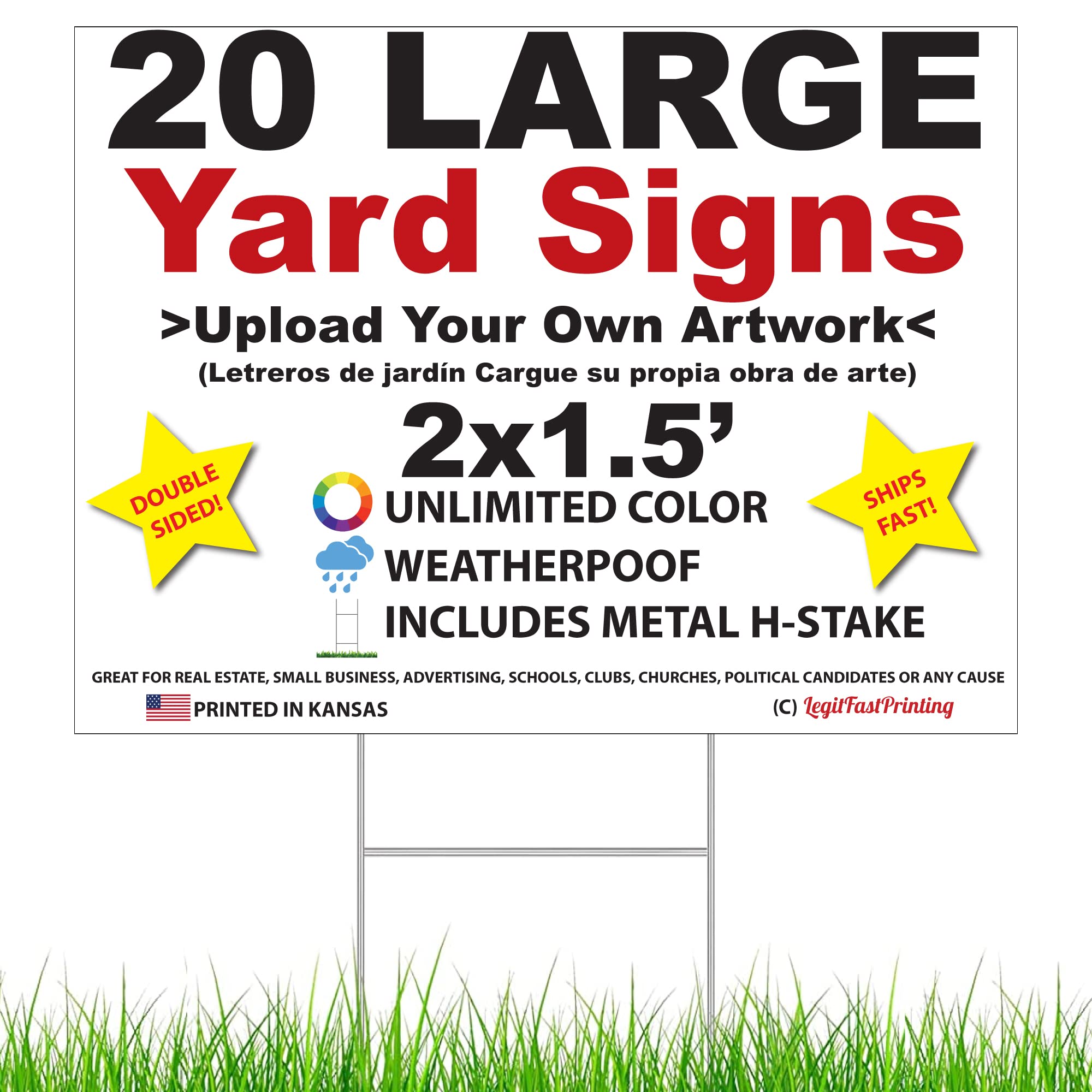 Amazon.com : TWENTY (20) Pack Custom + Personalized 18x24" Yard Signs ...