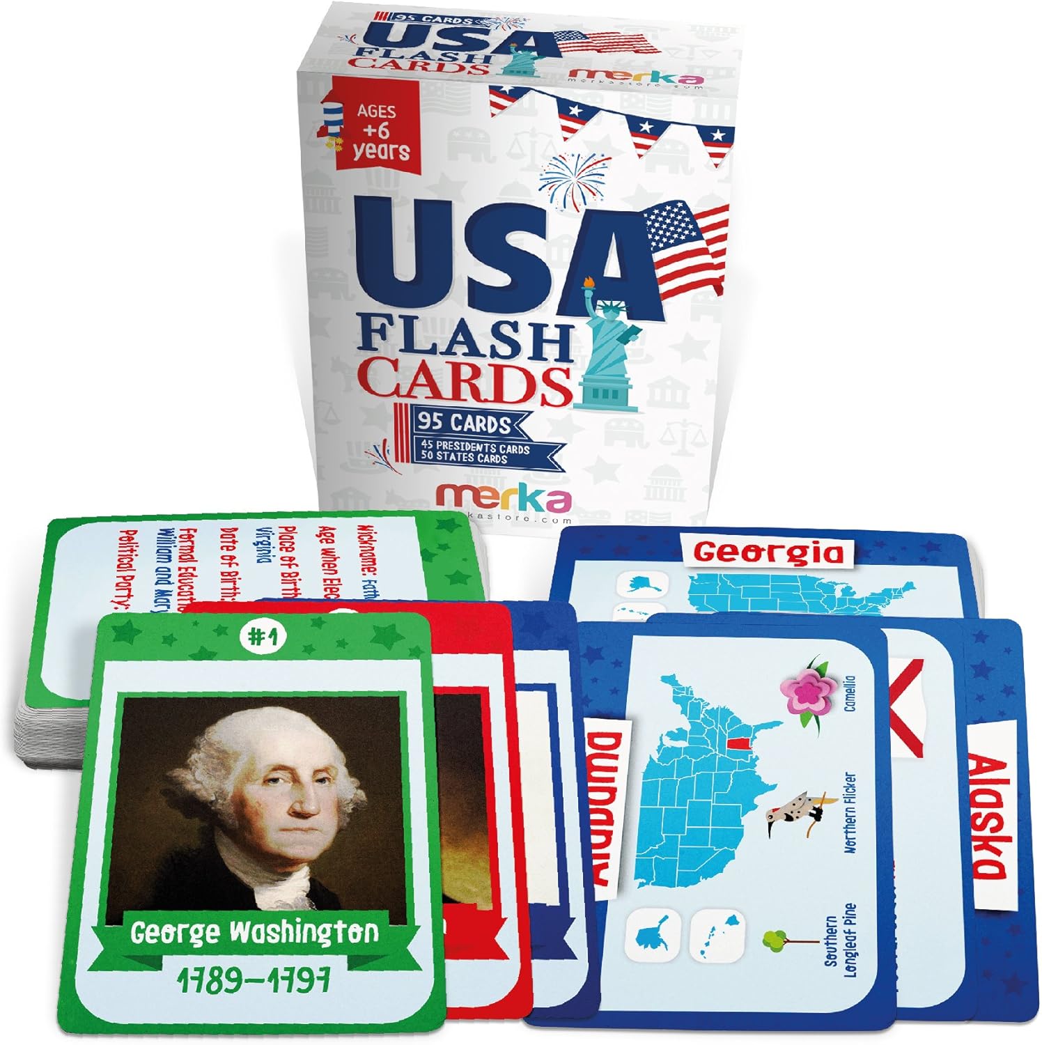 Amazon.com: merka United States Flashcards – Cards with Facts and ...