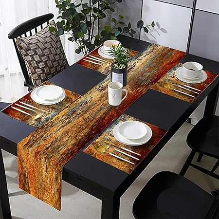 Amazon.com: TQFZP Brown Rust Table Runner and Place Mats Set of 6 ...