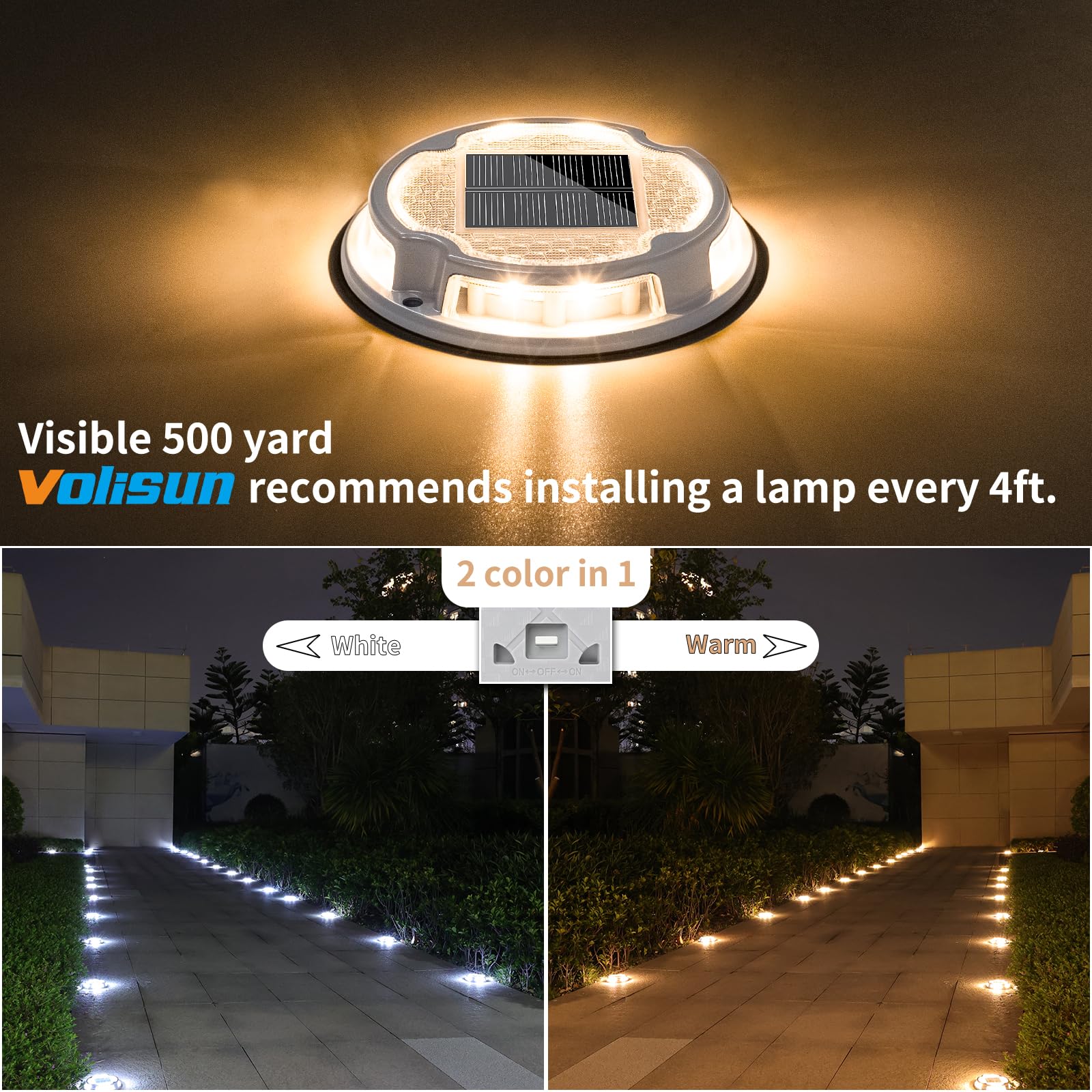Snapklik.com : VOLISUN Solar Driveway Lights - 12 Pack Deck & Step ...
