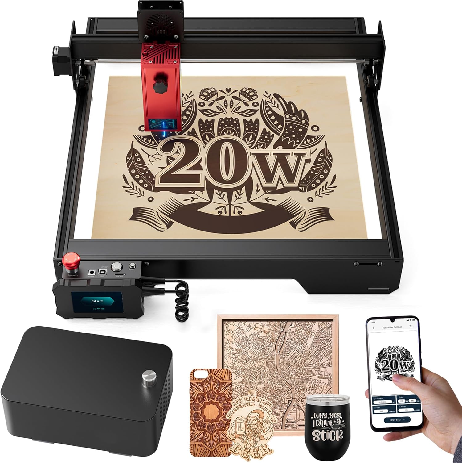 Dkenicor 20W Laser Engraver with Air Assist, APP Barbados | Ubuy