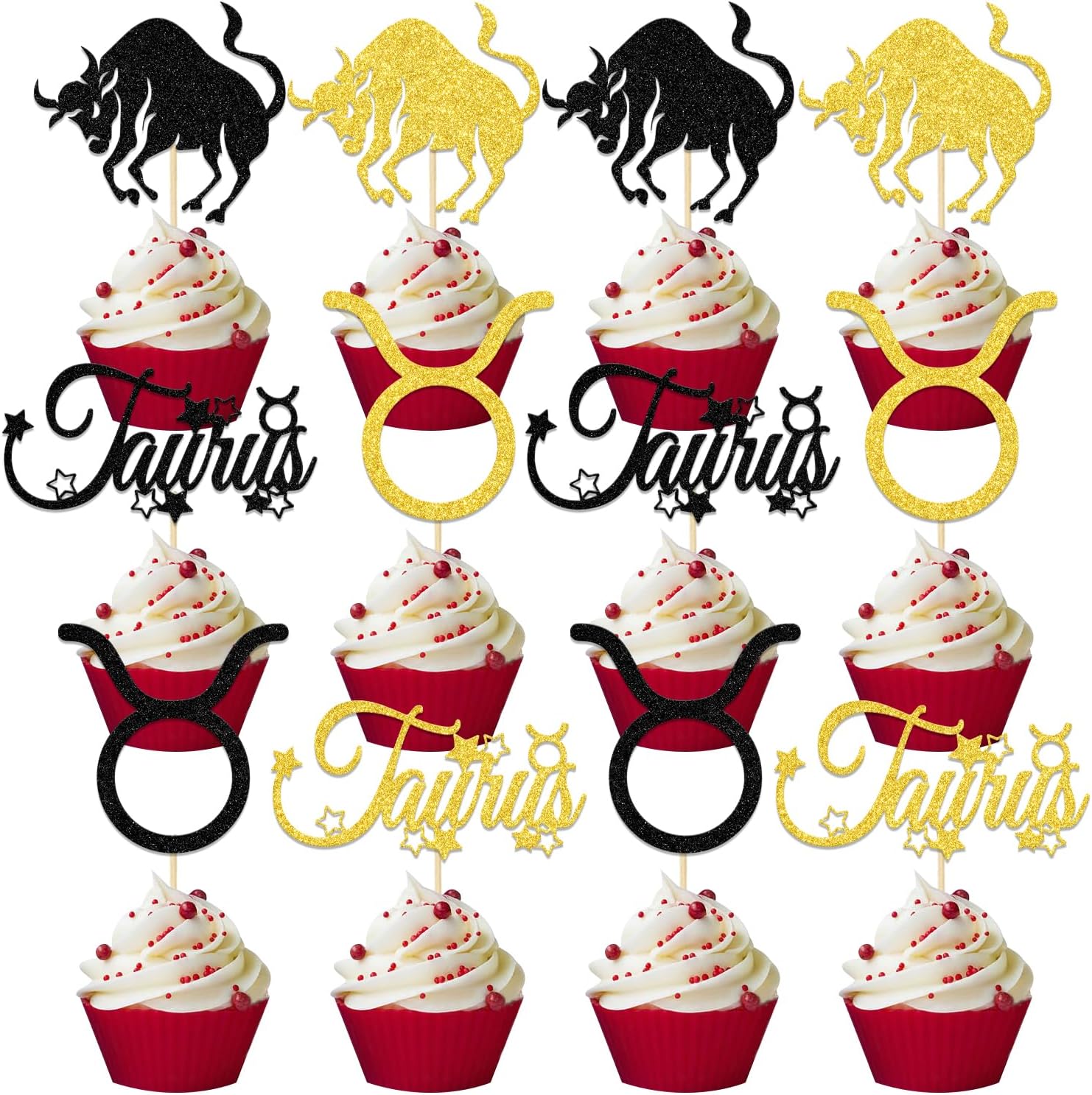 Amazon.com: Usumz 24pcs Taurus Cupcake Topper, Taurus Birthday Cake ...