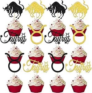 Amazon.com: Usumz 24pcs Taurus Cupcake Topper, Taurus Birthday Cake ...