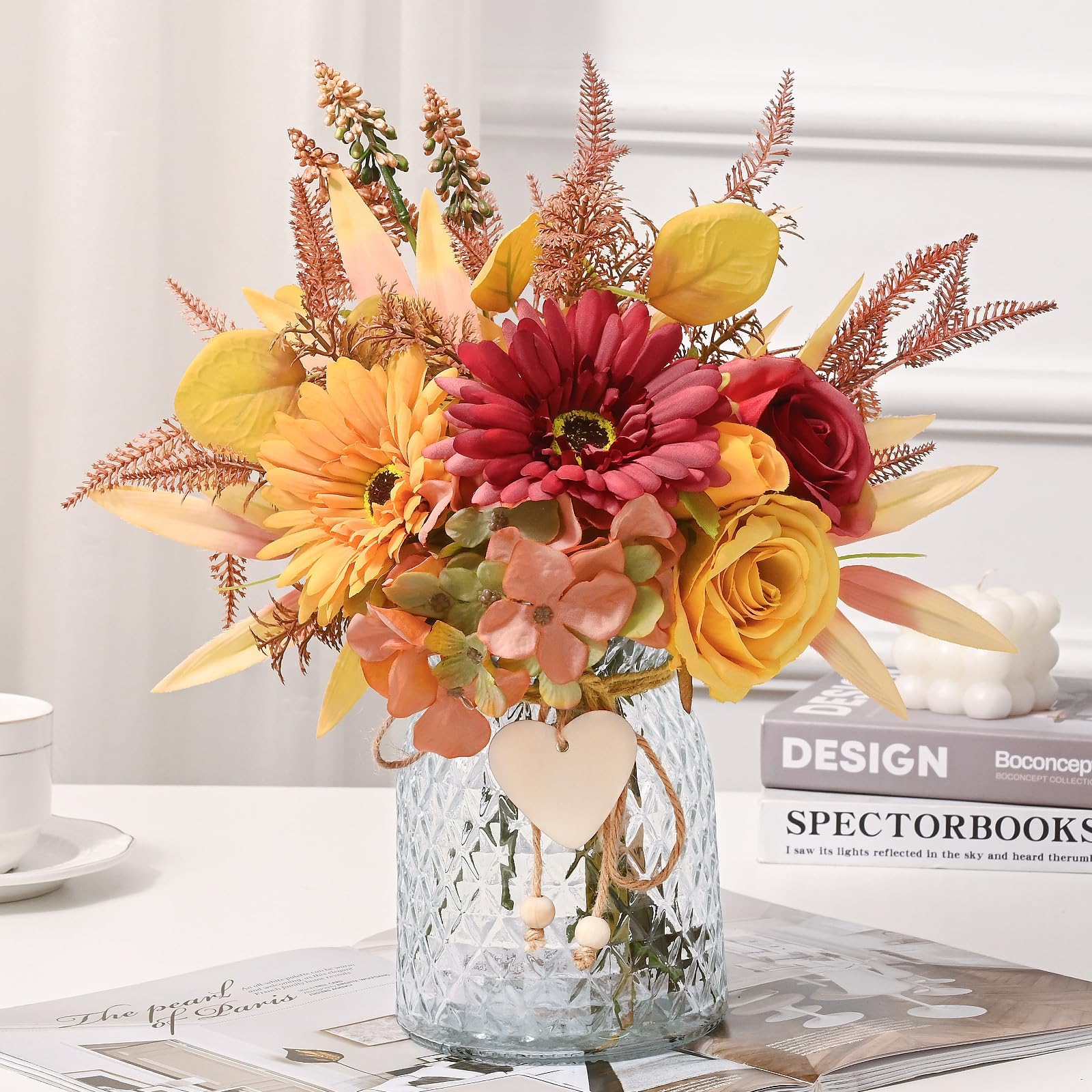 Amazon.com: Xdalula Faux Flowers in Vase - Hydrangea Fall Centerpieces ...