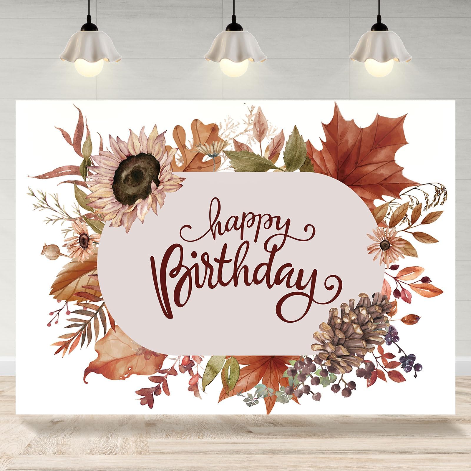 Amazon.com : Rsuuinu Happy Birthday Backdrop Autumn Maple Leaves ...