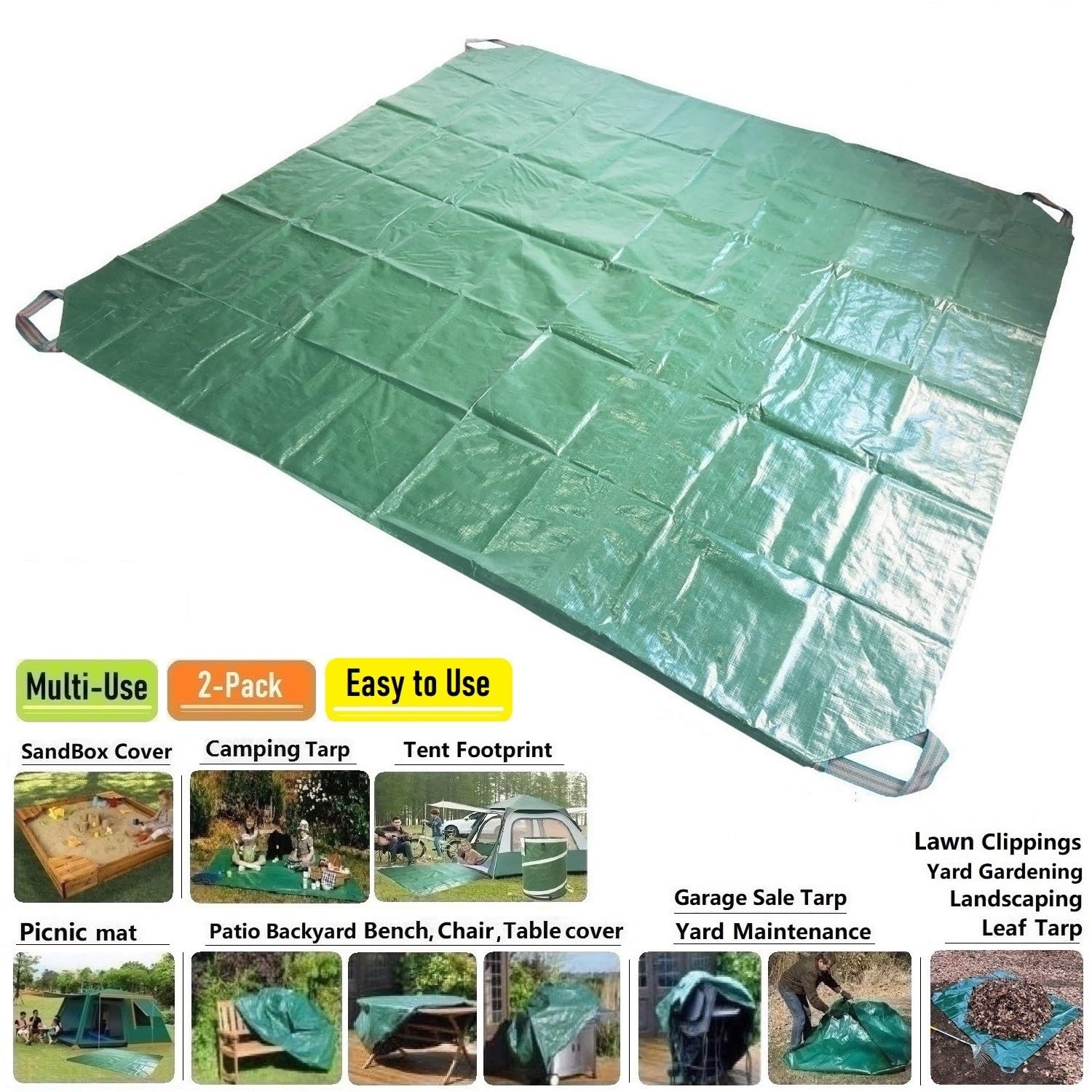 Snapklik.com : 2-Pack 7x7Ft Waterproof Tarp Yard Garden Leaf Tarp