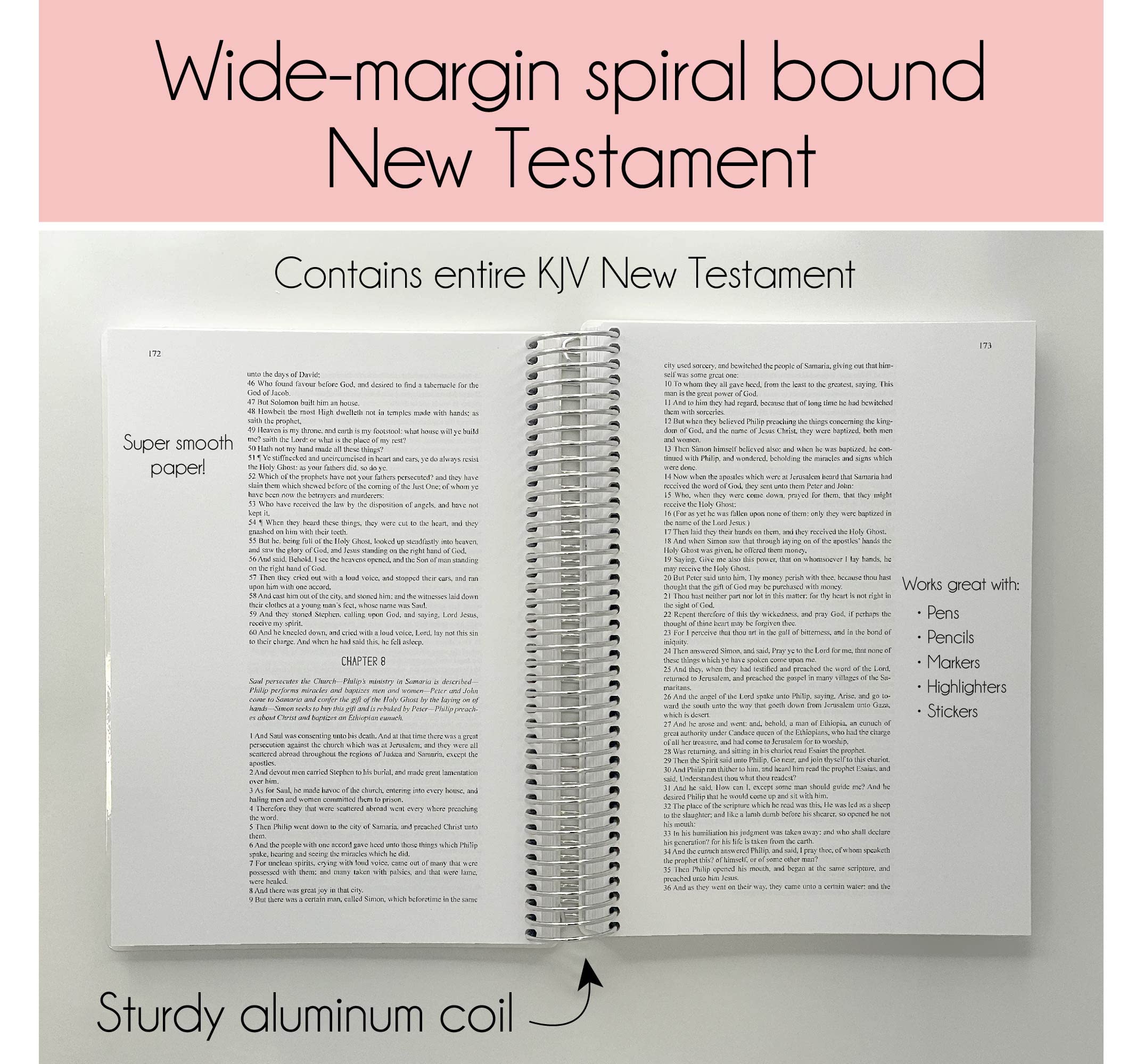 Snapklik.com : Oak Wood Press Spiral Bound KJV New Testament Note ...